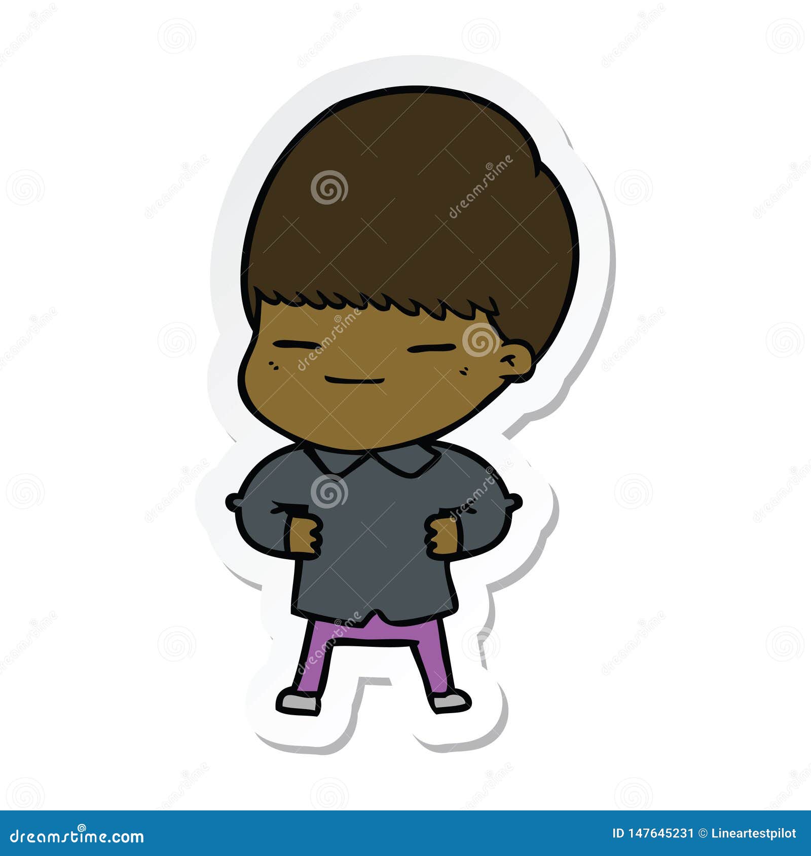 Sticker of a Cartoon Smug Boy Stock Vector - Illustration of character ...