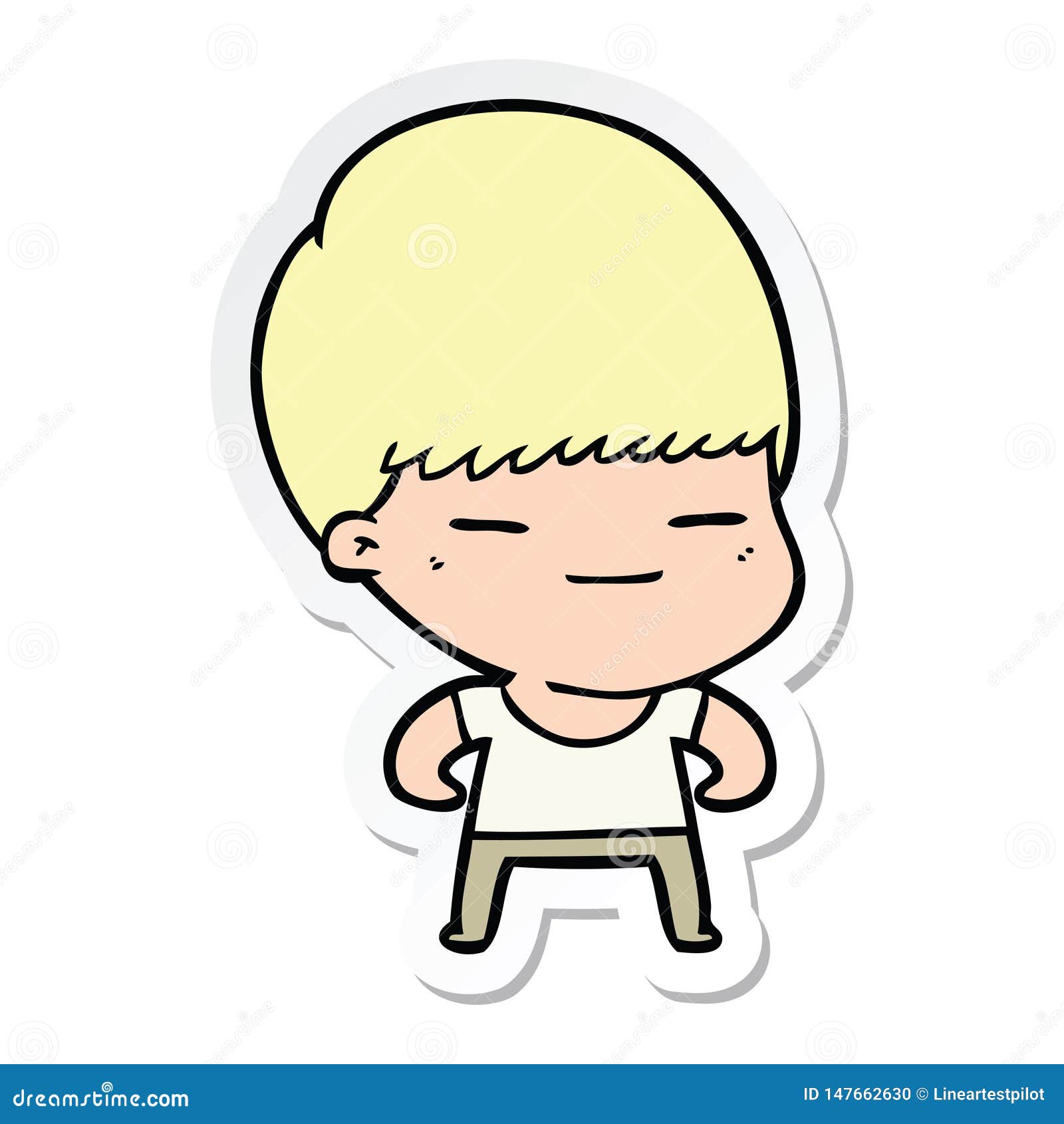 Sticker of a Cartoon Smug Boy Stock Vector - Illustration of stick ...