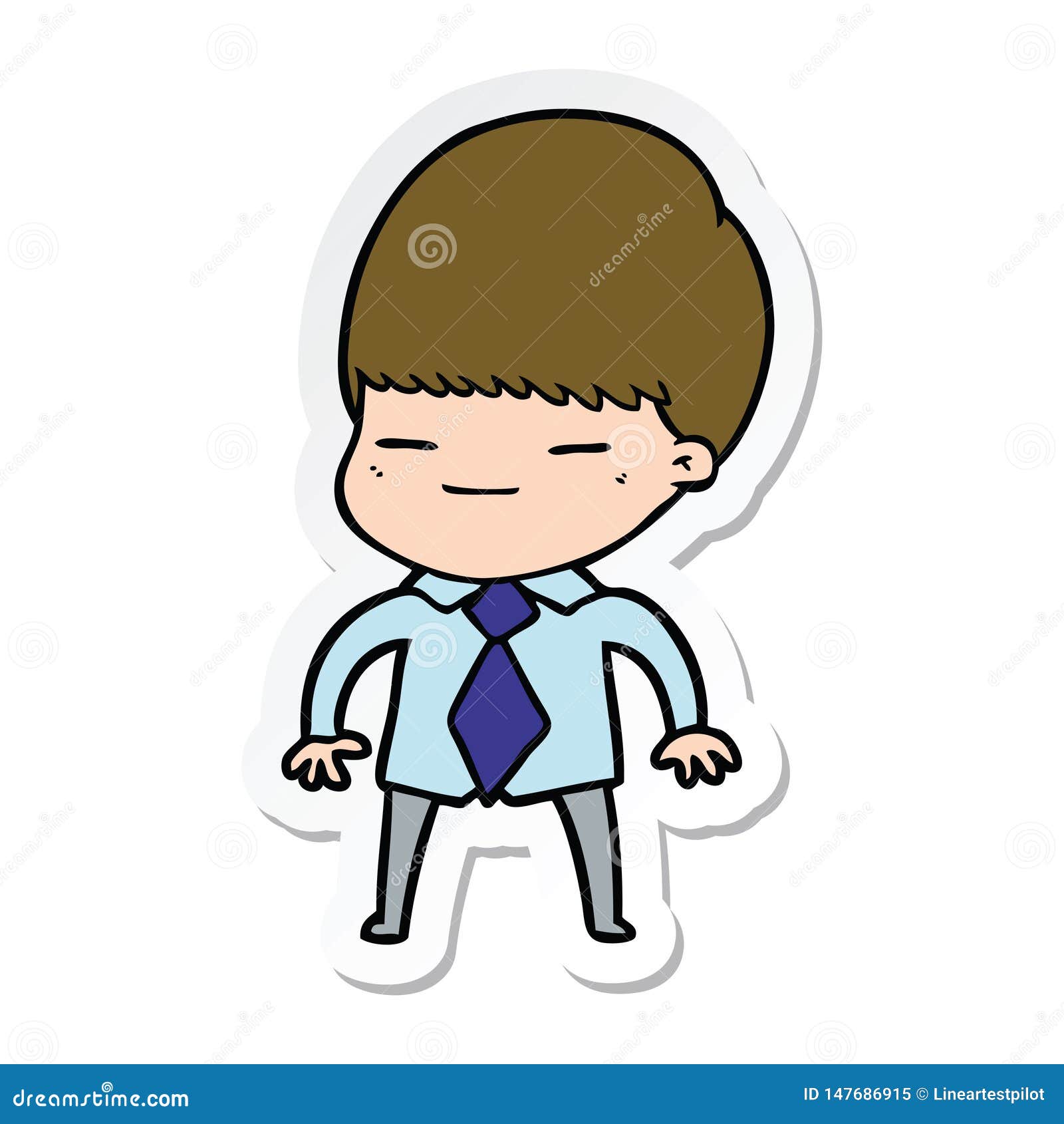 Sticker of a Cartoon Smug Boy Stock Vector - Illustration of people ...