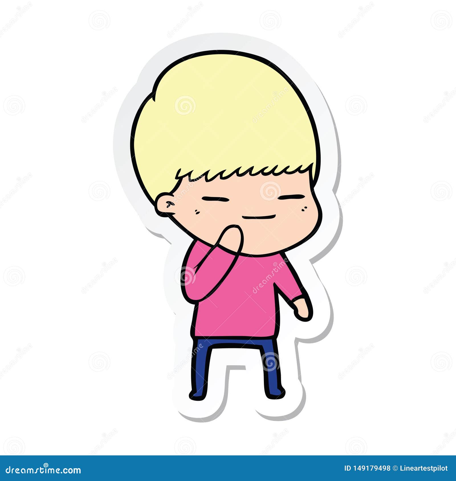 Sticker of a Cartoon Smug Boy Stock Vector - Illustration of doodle ...