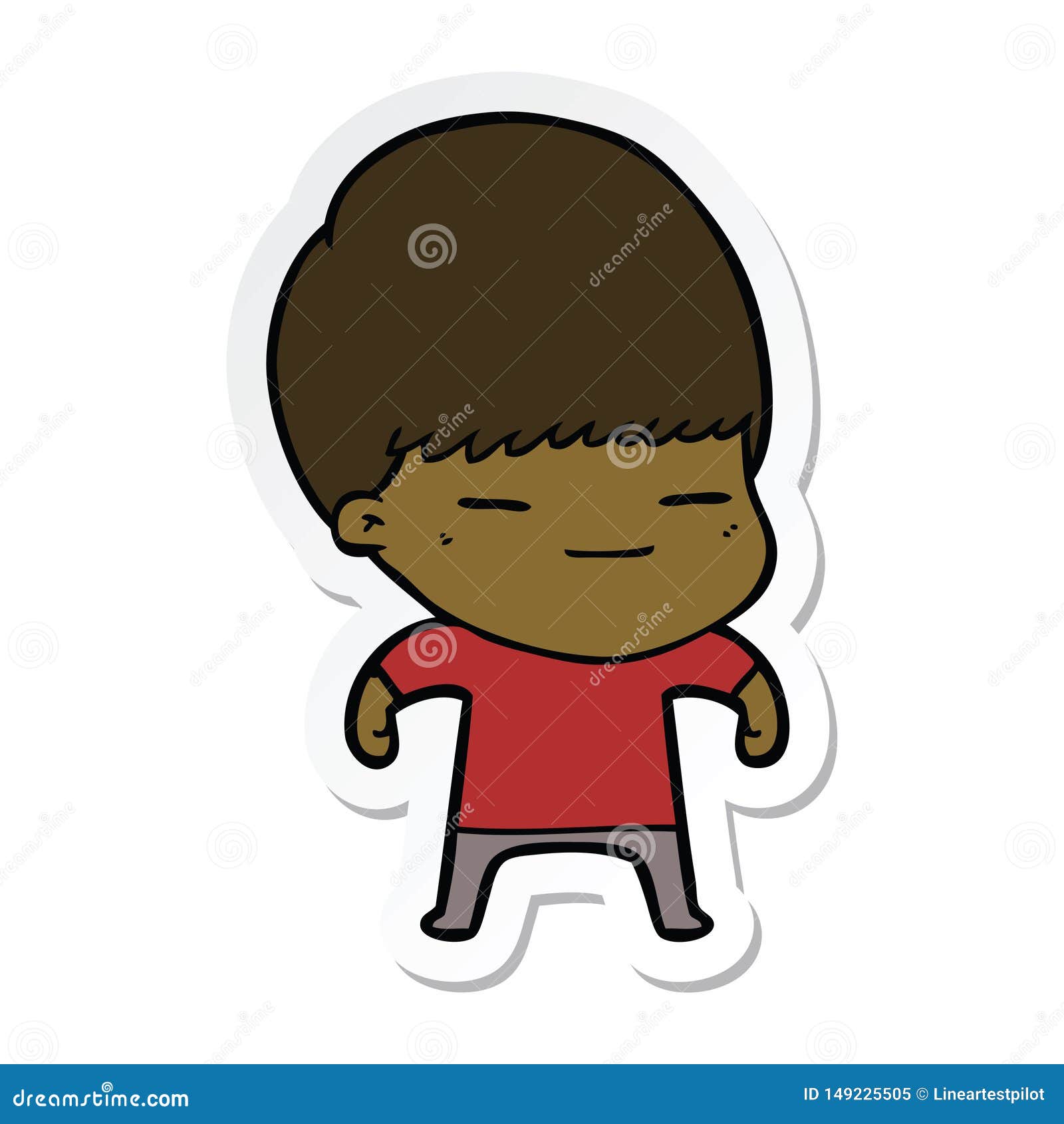 Sticker of a Cartoon Smug Boy Stock Vector - Illustration of hand ...
