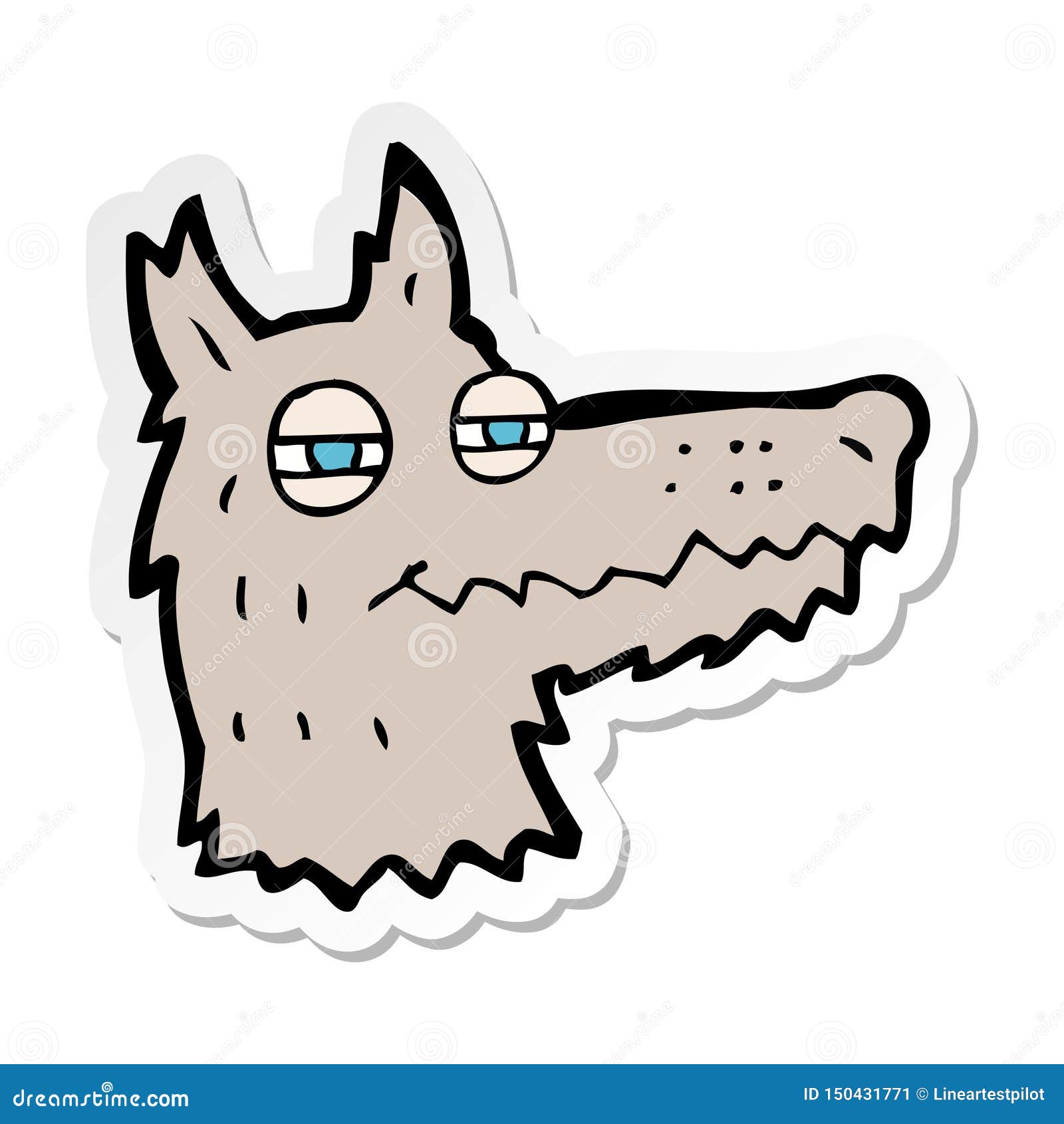 Sticker of a Cartoon Smug Wolf Face Stock Vector - Illustration of ...