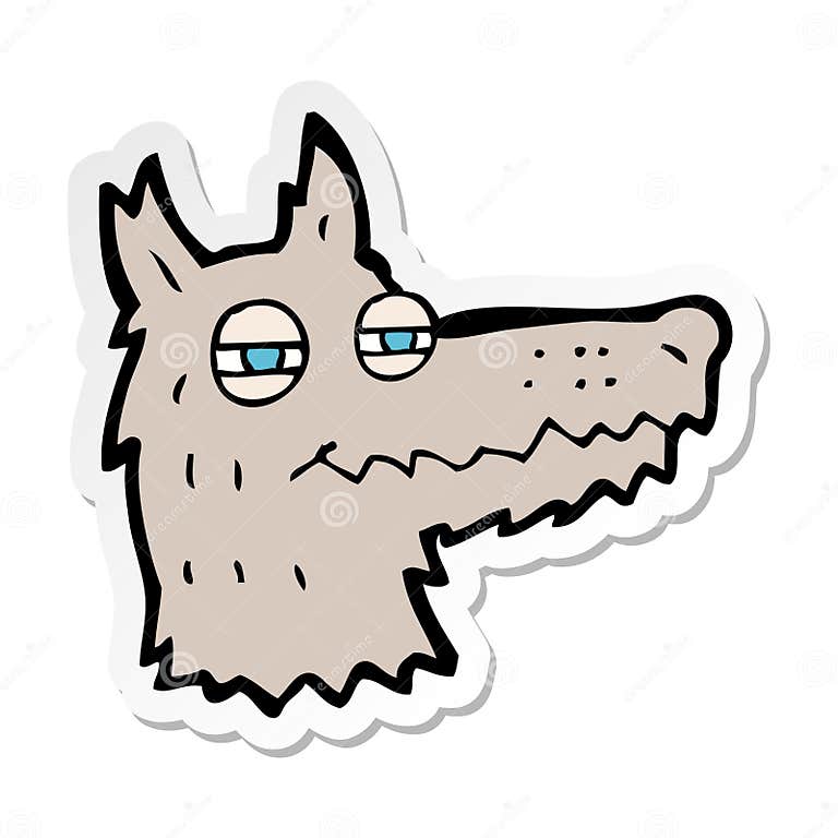 Sticker of a Cartoon Smug Wolf Face Stock Vector - Illustration of ...