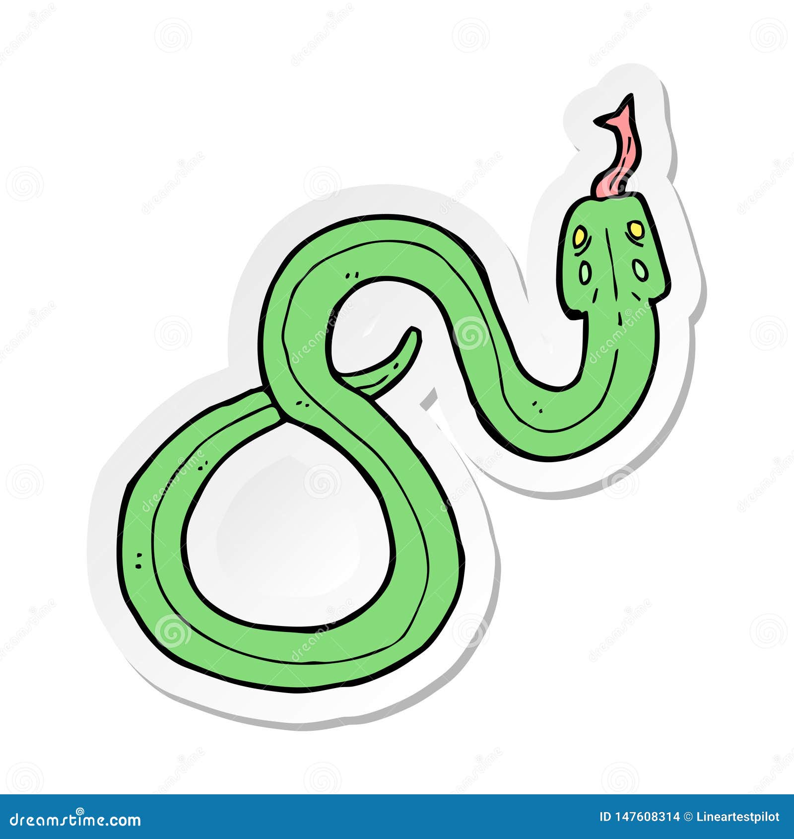 Sticker of a cartoon snake stock vector. Illustration of icon - 147608314