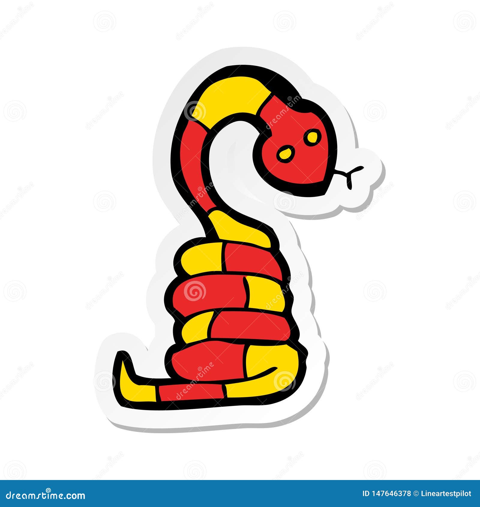 Sticker of a cartoon snake stock vector. Illustration of design - 147646378