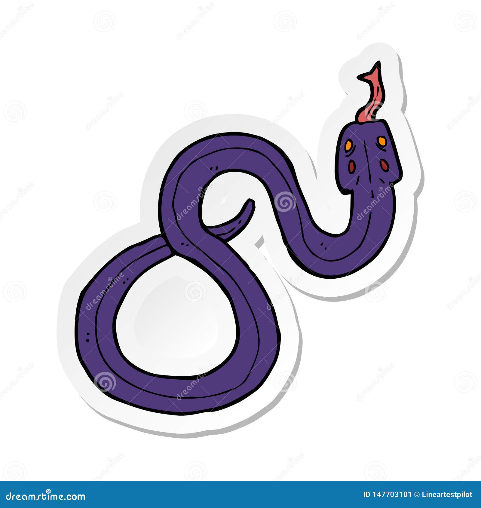 Sticker of a cartoon snake stock vector. Illustration of drawing ...
