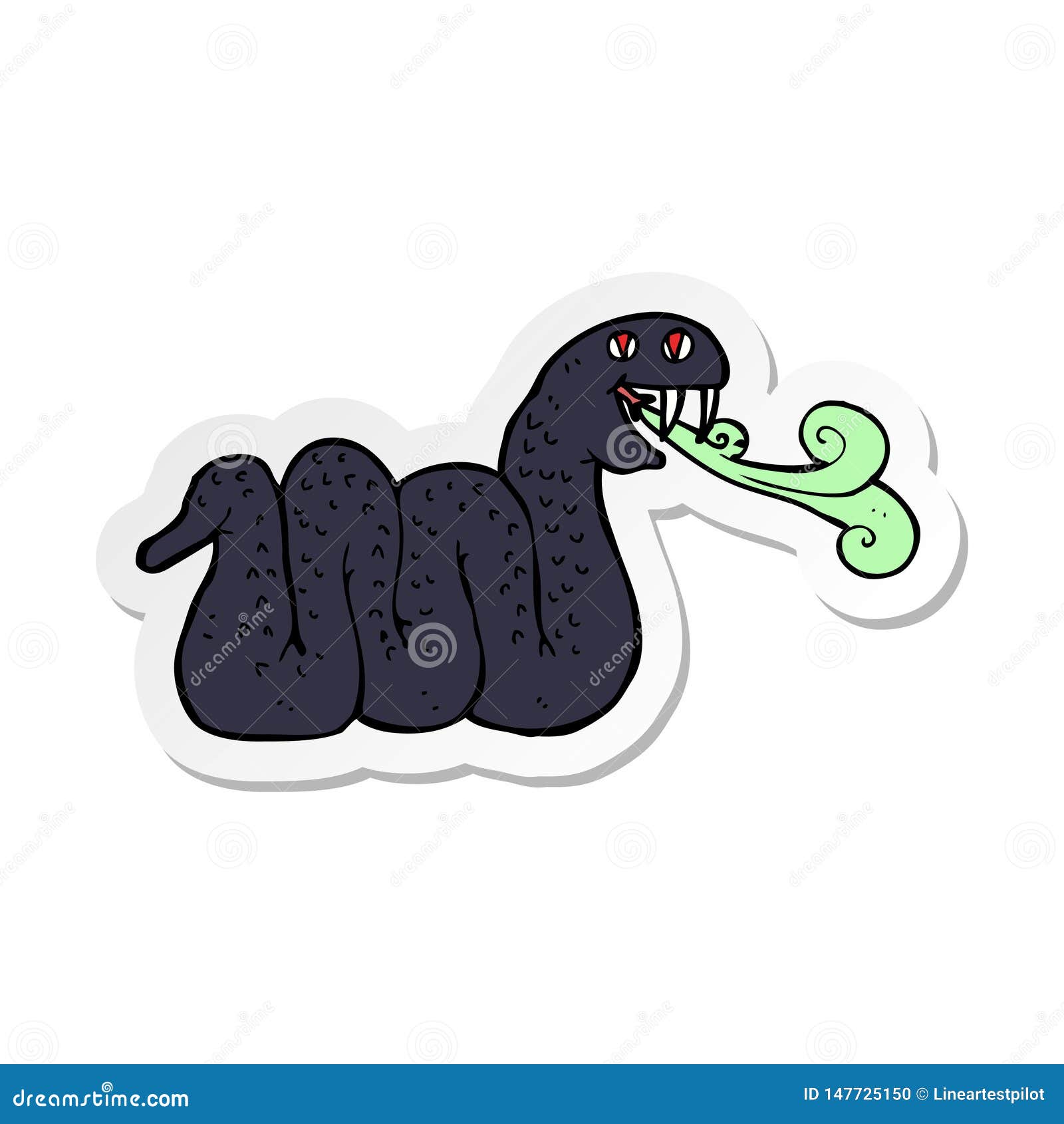 Sticker of a cartoon snake stock vector. Illustration of poison - 147725150