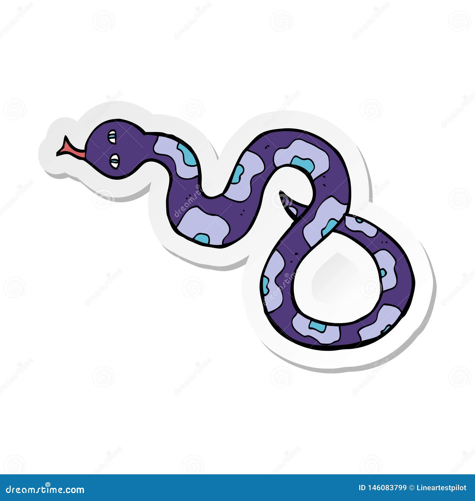 Sticker of a cartoon snake stock vector. Illustration of symbol - 146083799