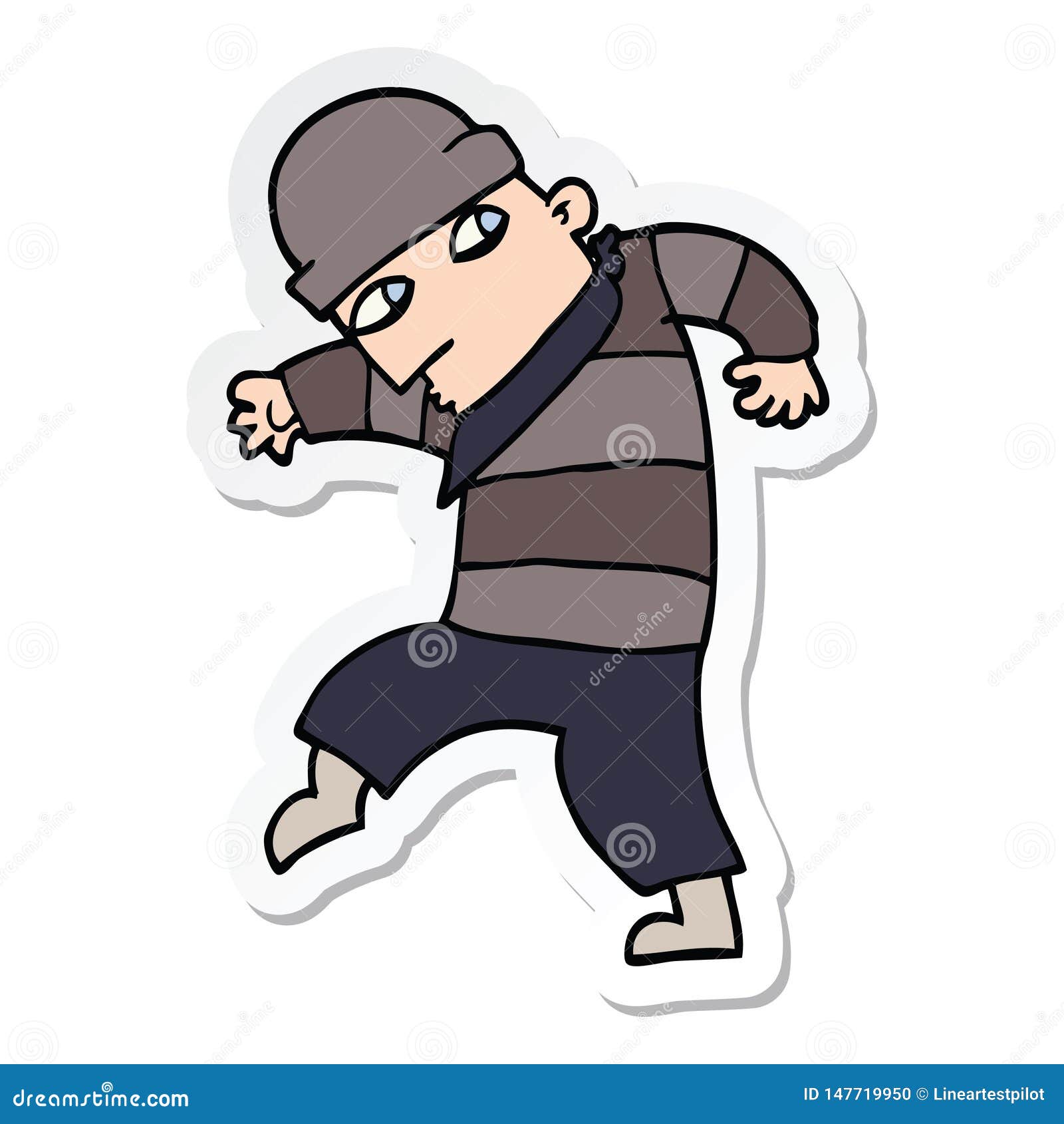 Sticker of a Cartoon Sneaking Thief Stock Vector - Illustration of ...