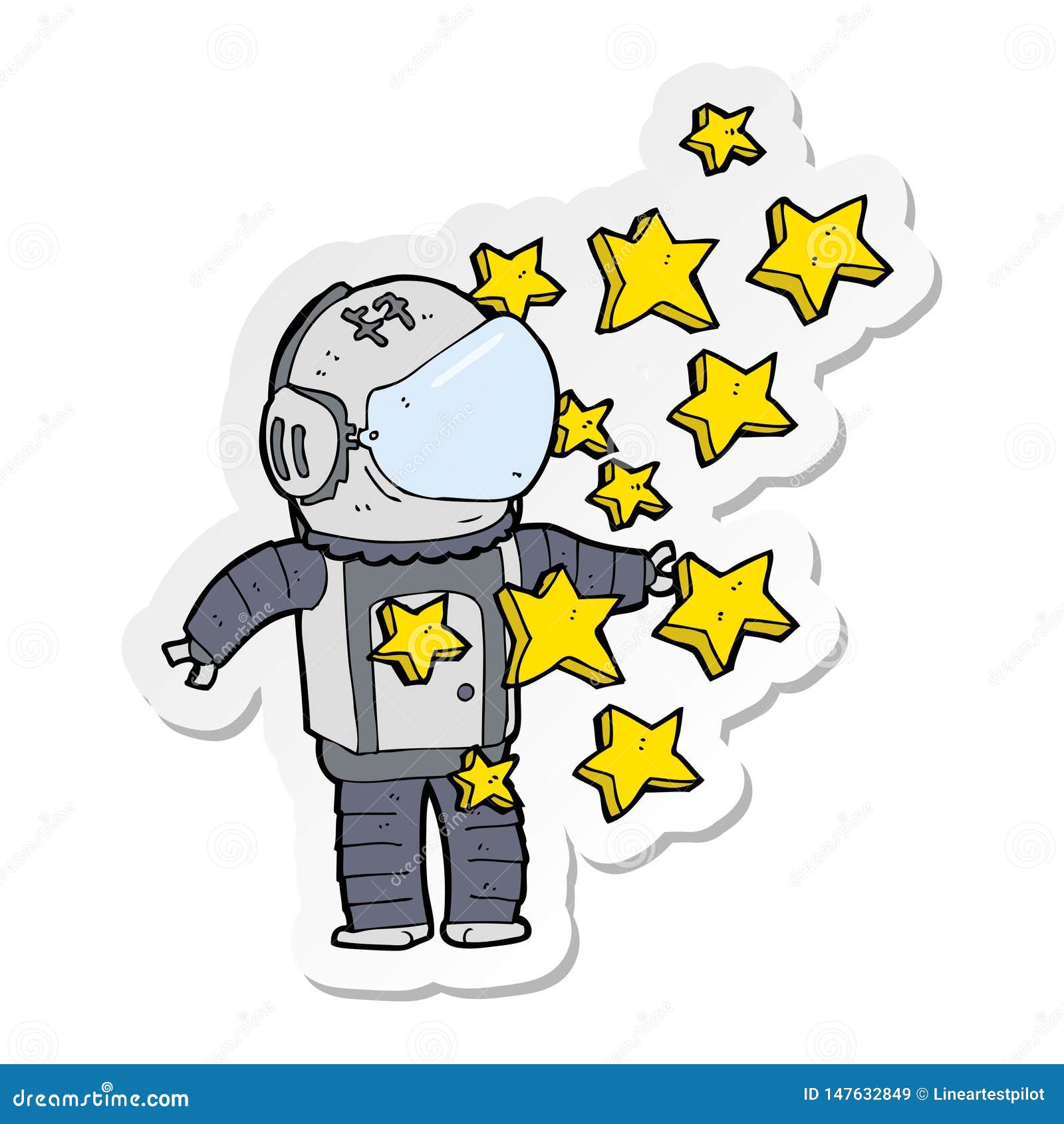 Sticker of a Cartoon Spaceman Stock Vector - Illustration of quirky ...