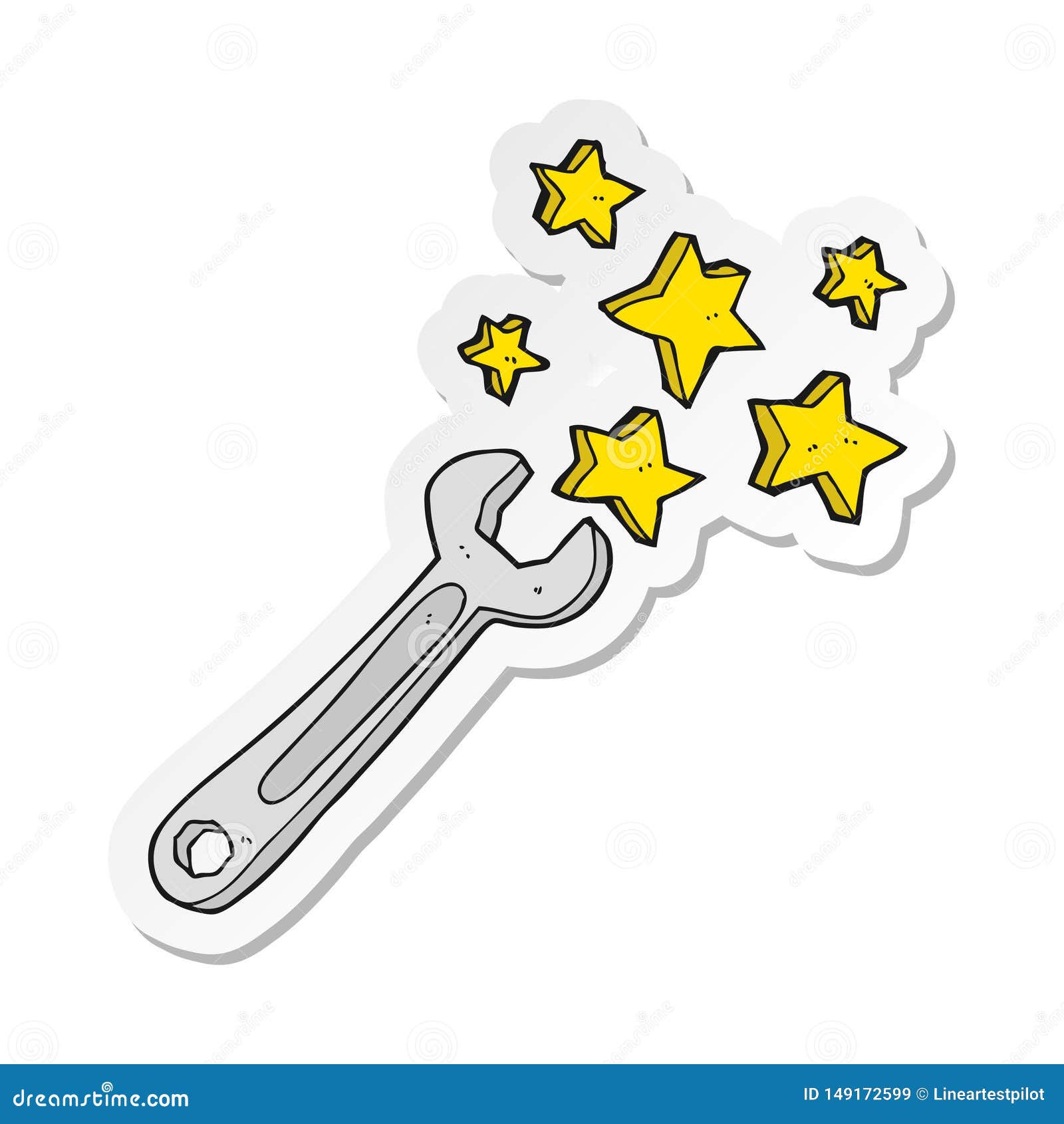 Sticker of a Cartoon Spanner Stock Vector - Illustration of funny, hand ...