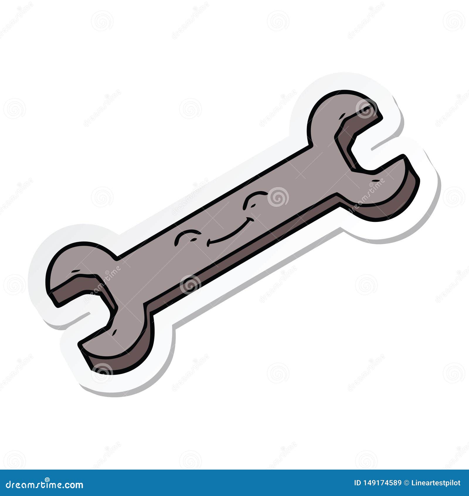 Sticker of a Cartoon Spanner Stock Vector - Illustration of freehand ...