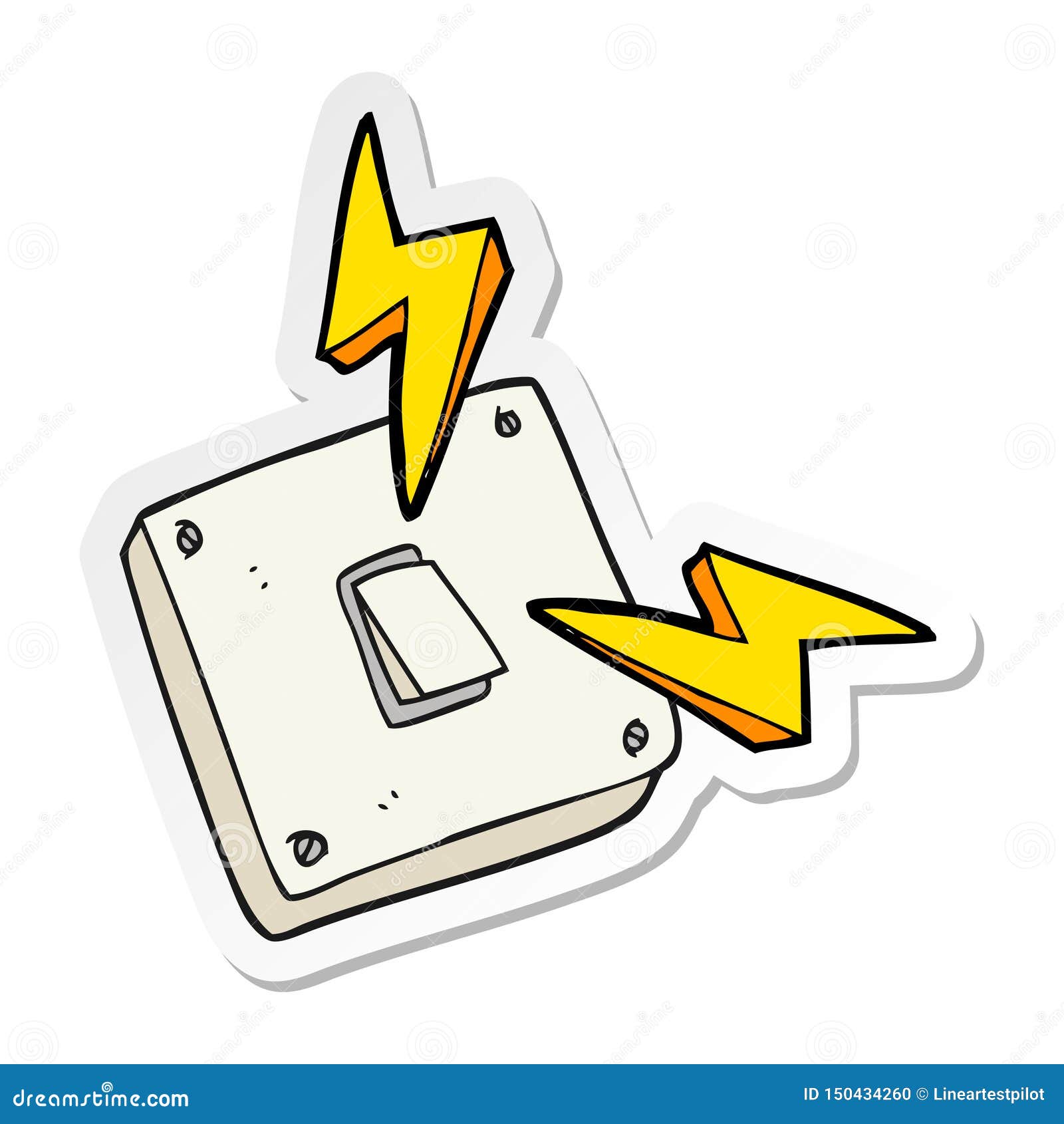 Sticker of a Cartoon Sparking Electric Light Switch Stock Vector ...