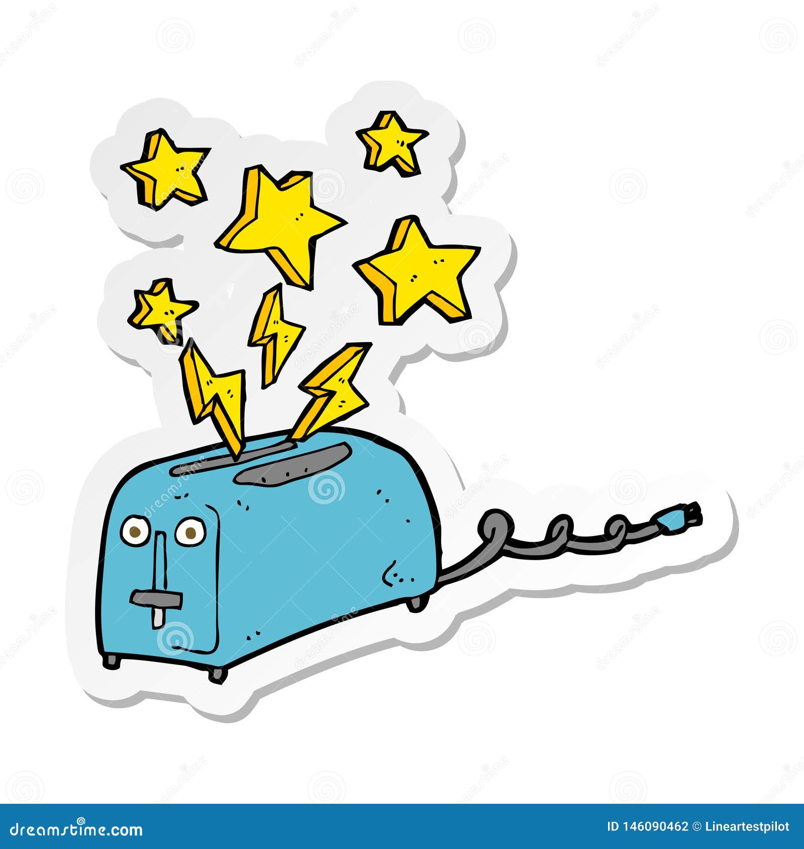 Sticker of a Cartoon Sparking Toaster Stock Vector - Illustration of ...