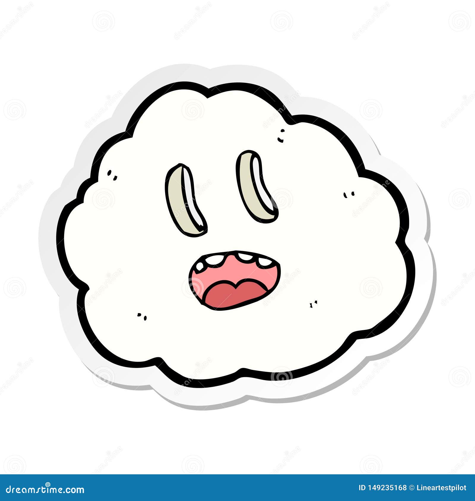 Sticker of a Cartoon Spooky Cloud Stock Vector - Illustration of ...