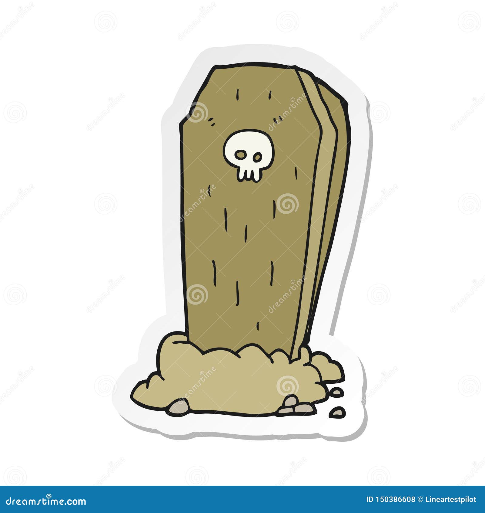 Sticker of a Cartoon Spooky Coffin Stock Vector - Illustration of ...