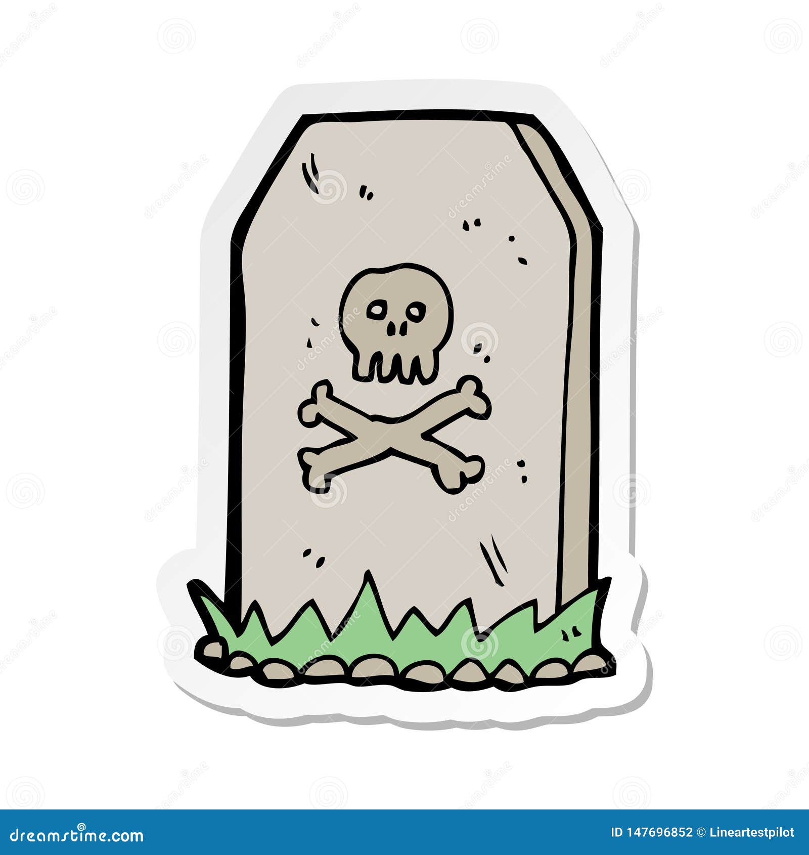 Sticker of a Cartoon Spooky Grave Stock Vector - Illustration of ...