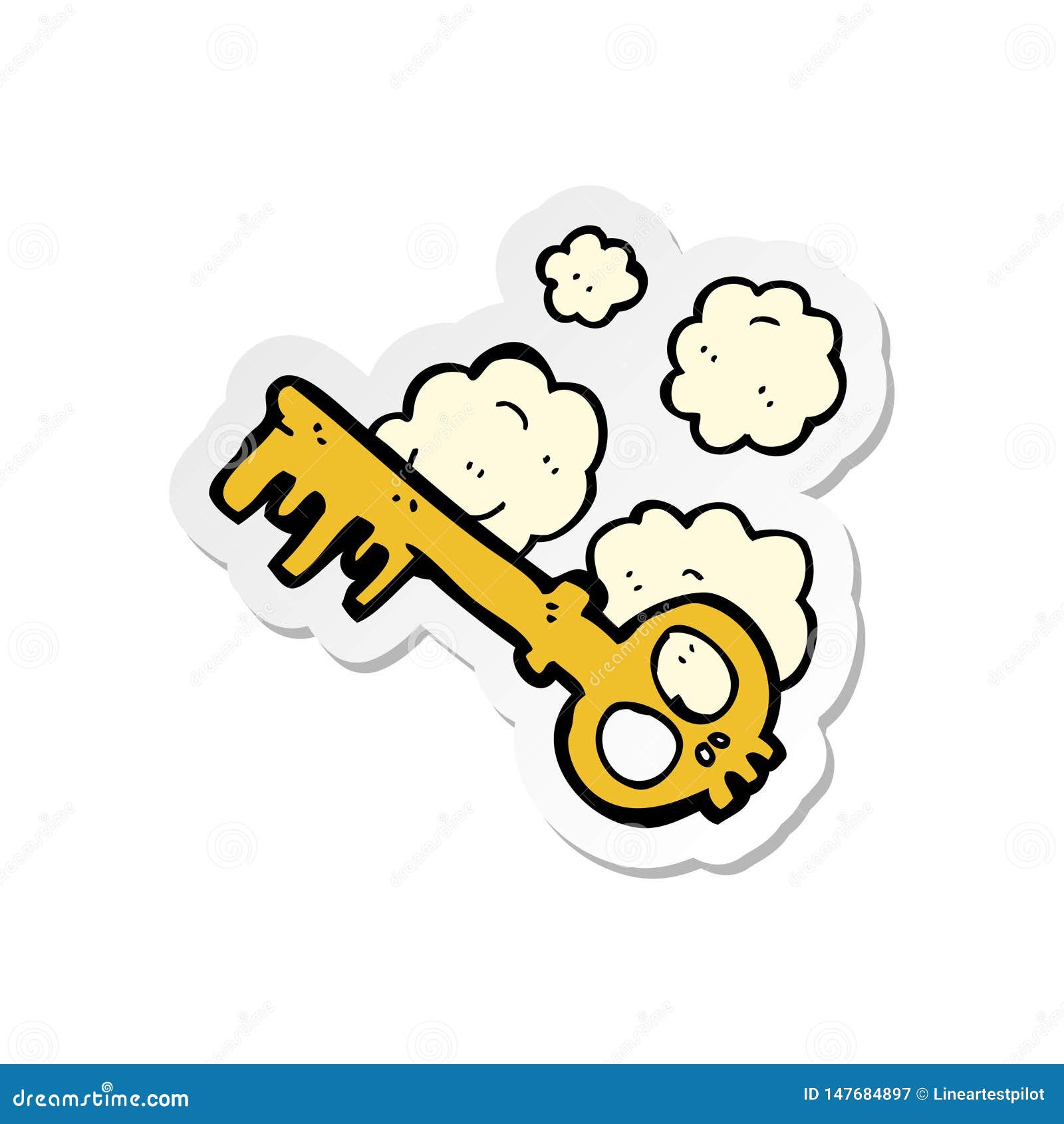 Sticker of a Cartoon Spooky Key Stock Vector - Illustration of cheerful ...