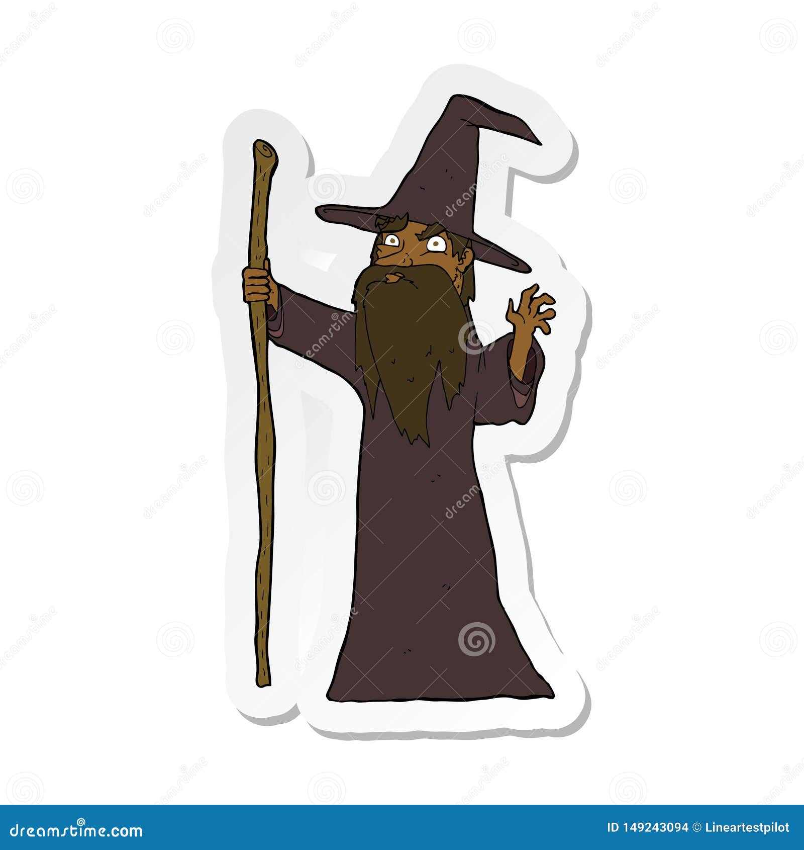 Sticker of a Cartoon Spooky Wizard Stock Vector - Illustration of cute ...