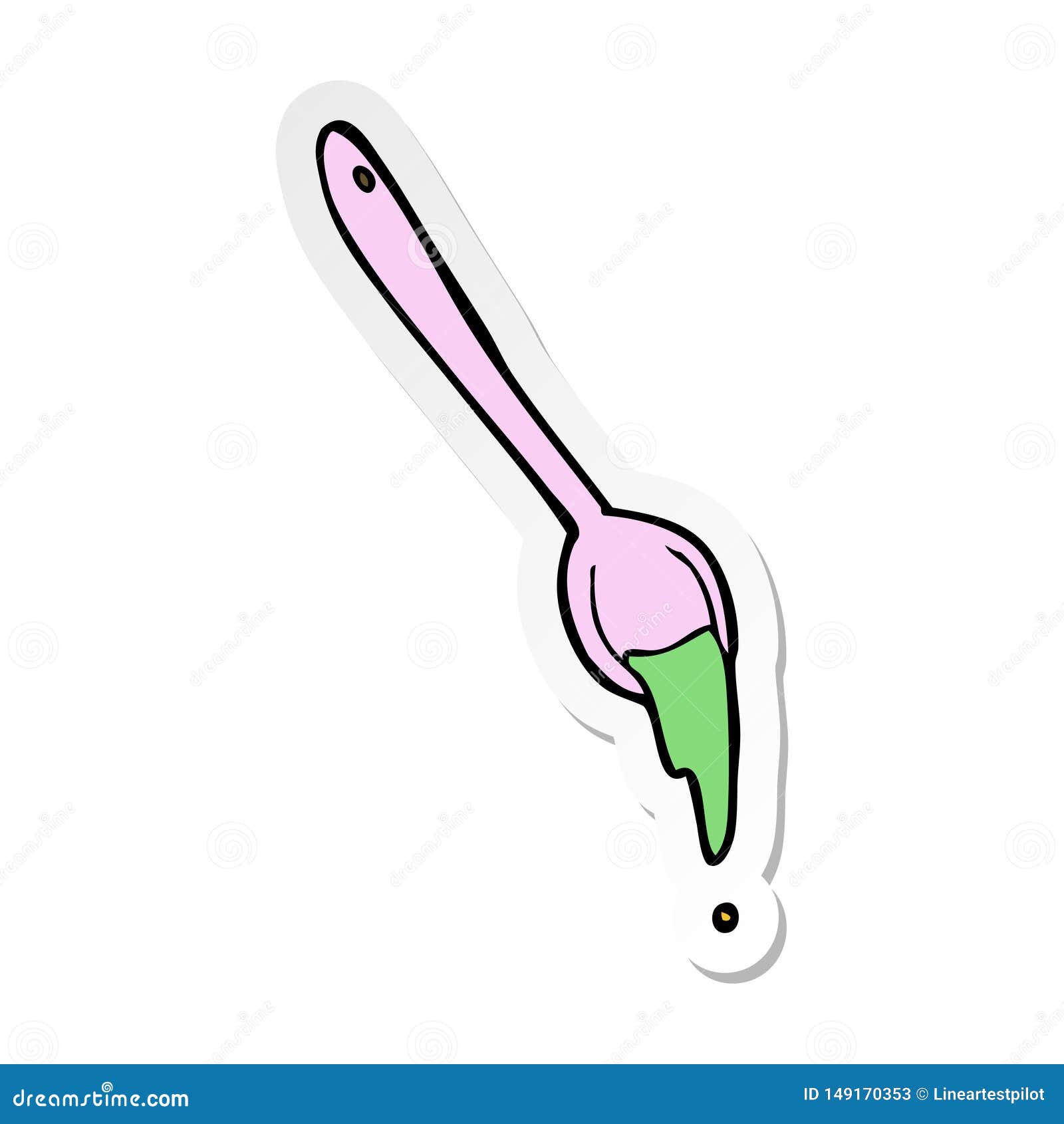 Sticker of a cartoon spoon stock vector. Illustration of line - 149170353