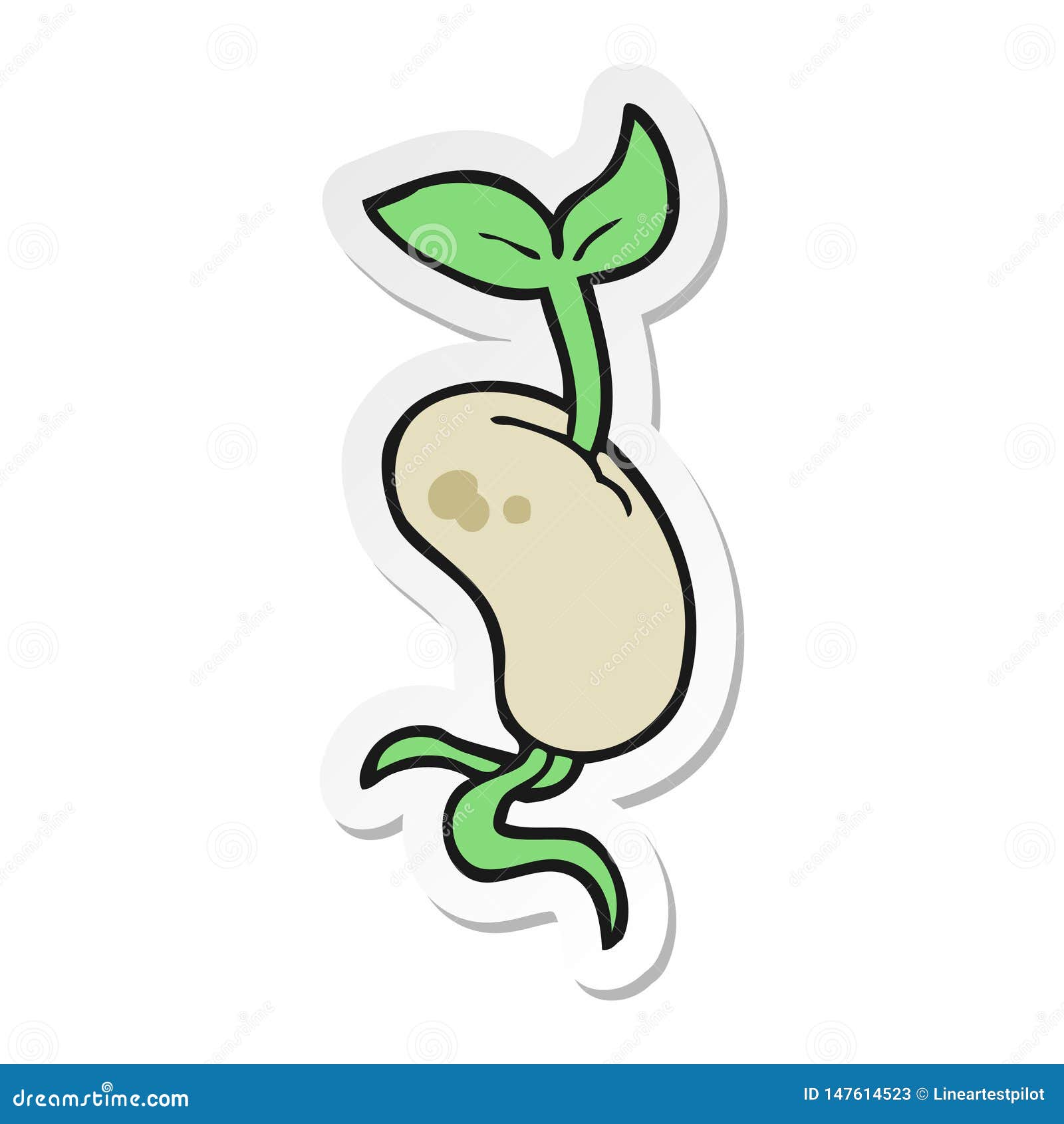 Sticker of a Cartoon Sprouting Seed Stock Vector - Illustration of icon ...