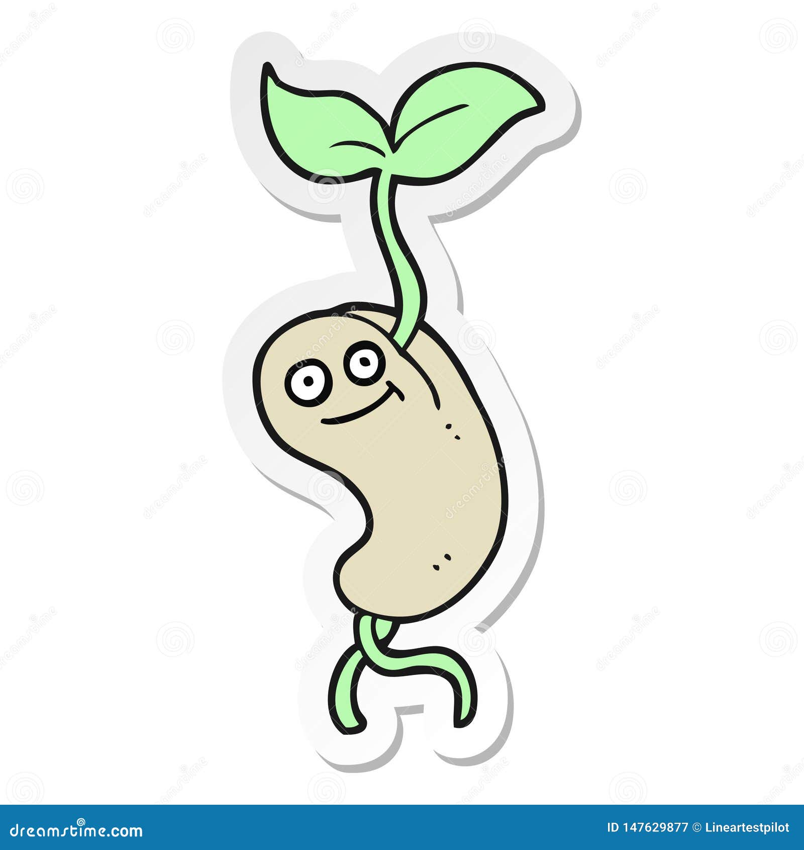 Sticker of a Cartoon Sprouting Seed Stock Vector - Illustration of ...