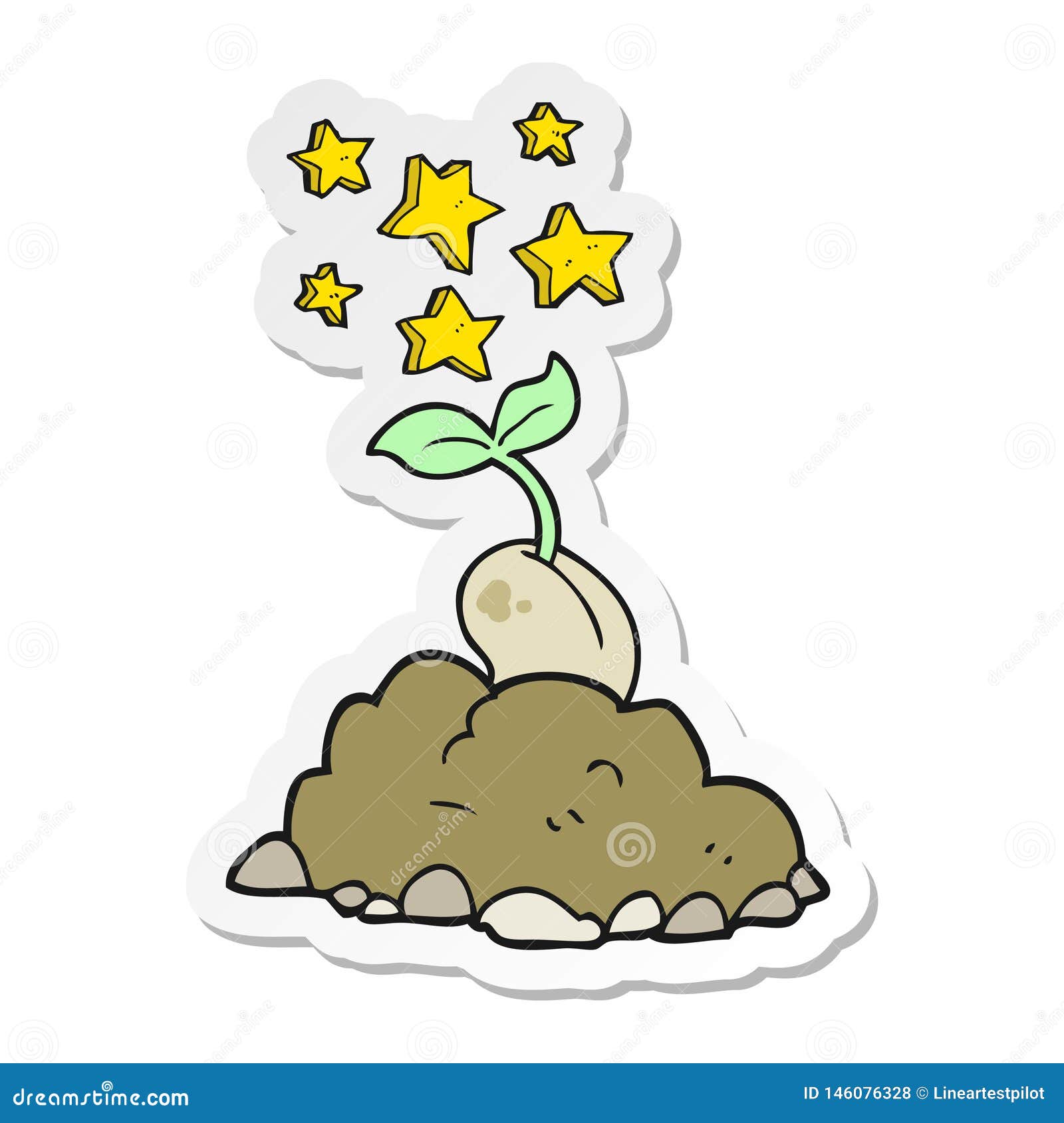 Sticker of a Cartoon Sprouting Seed Stock Vector - Illustration of ...