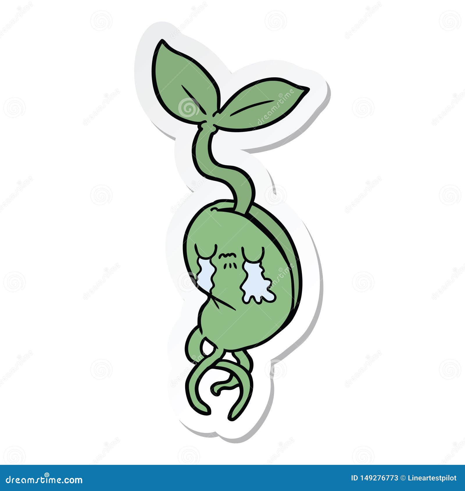 Sticker of a Cartoon Sprouting Seedling Stock Vector - Illustration of ...