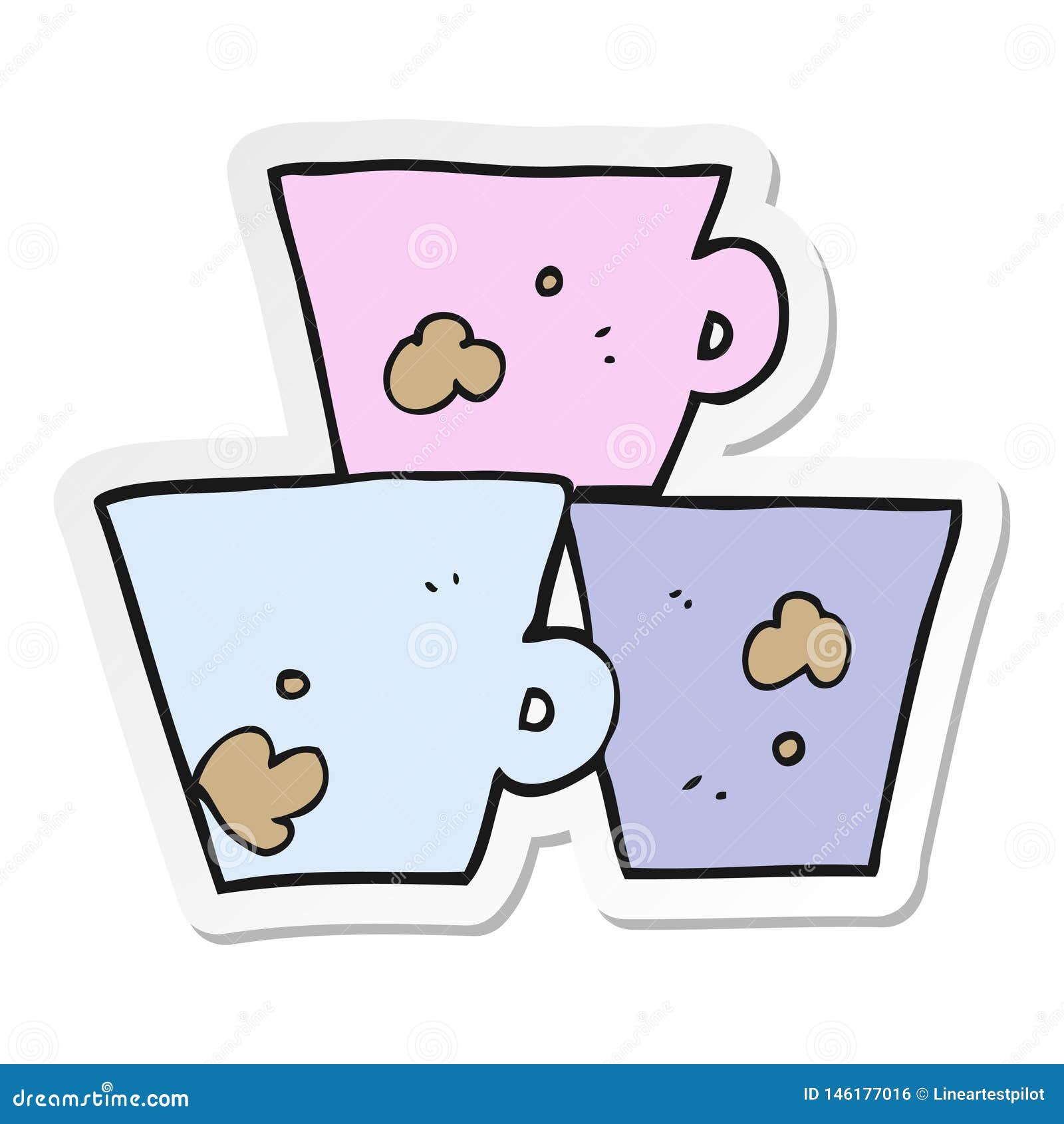 Sticker of a Cartoon Stack of Coffee Cups Stock Vector - Illustration ...