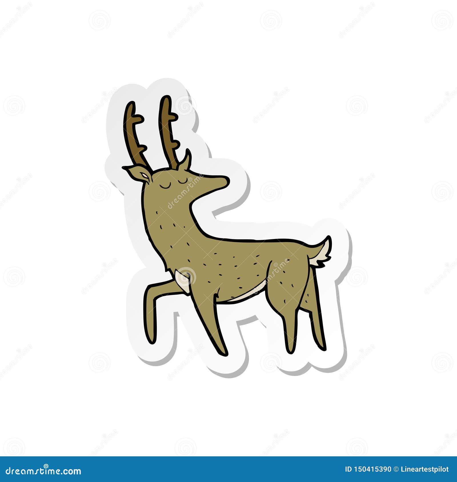 Sticker of a cartoon stag stock vector. Illustration of drawn - 150415390