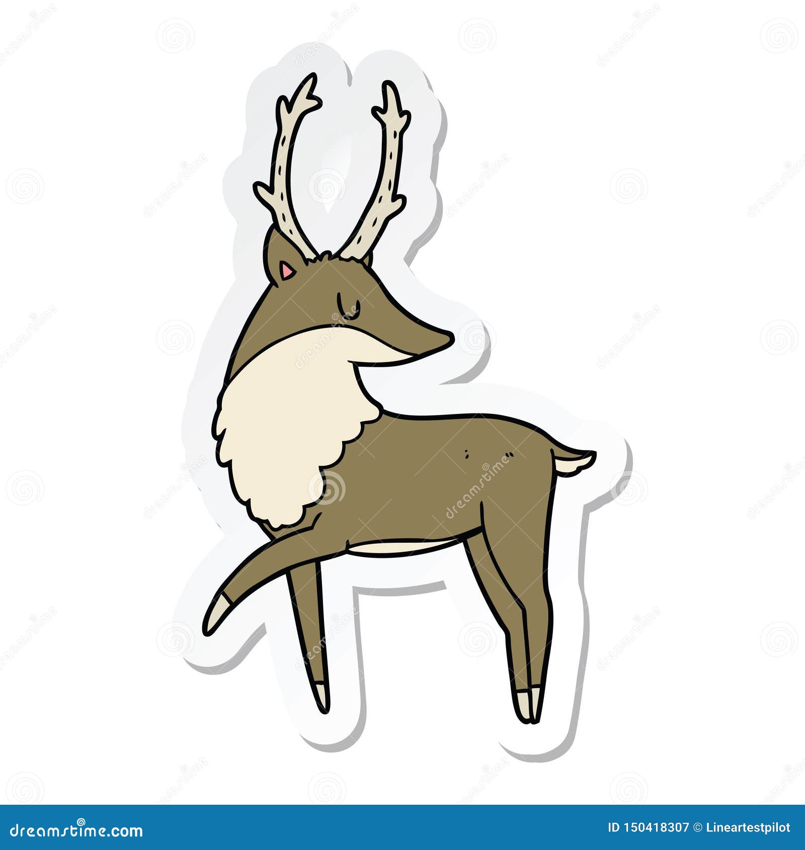 Sticker of a cartoon stag stock vector. Illustration of animals - 150418307