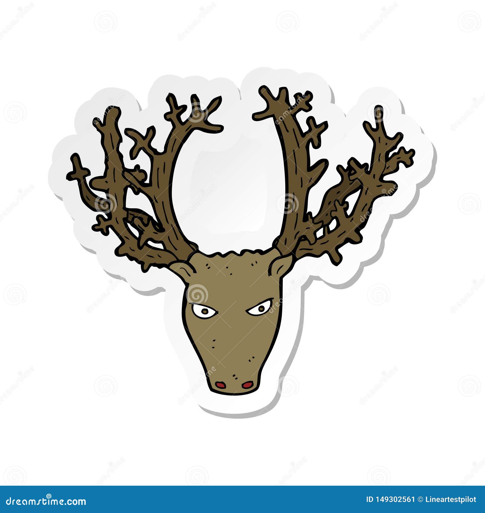 Sticker of a Cartoon Stag Head Stock Vector - Illustration of rough ...