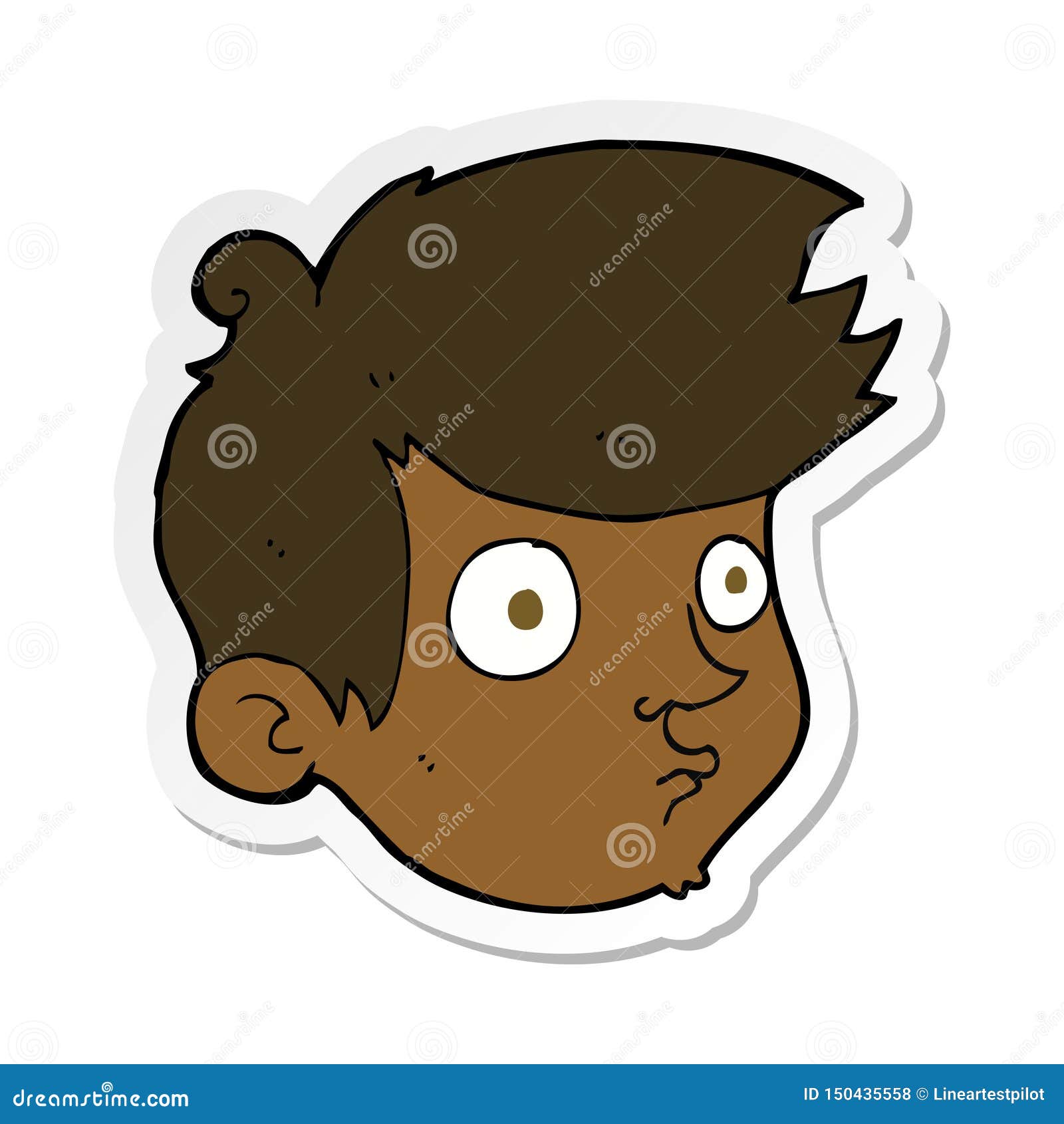 Sticker of a Cartoon Staring Boy Stock Vector - Illustration of sticker ...