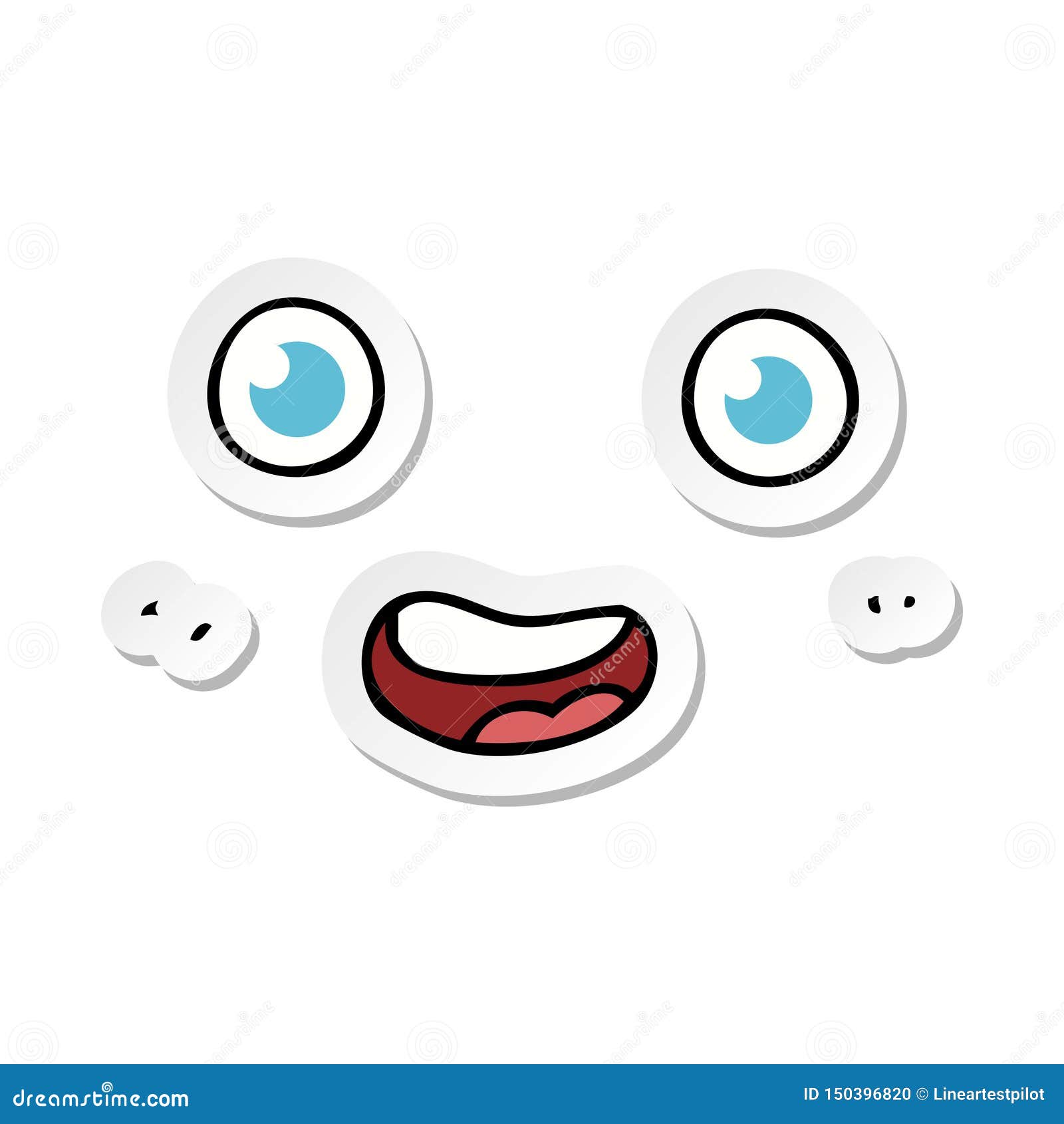 Sticker of a Cartoon Staring Face Stock Vector - Illustration of quirky ...