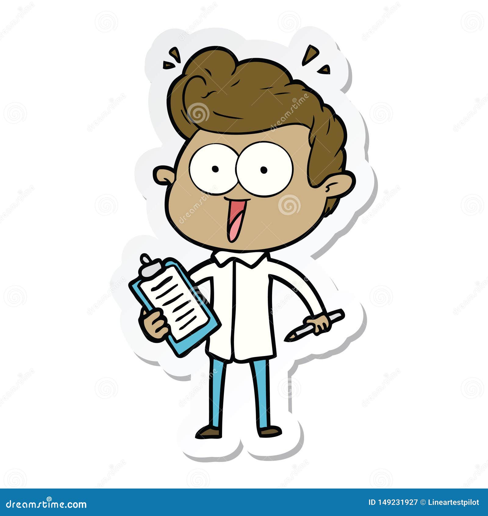 Sticker of a Cartoon Staring Man Stock Vector - Illustration of stick ...