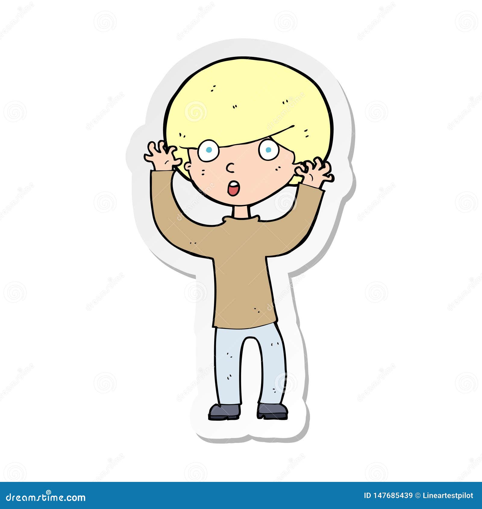 Sticker of a Cartoon Startled Boy Stock Vector - Illustration of ...