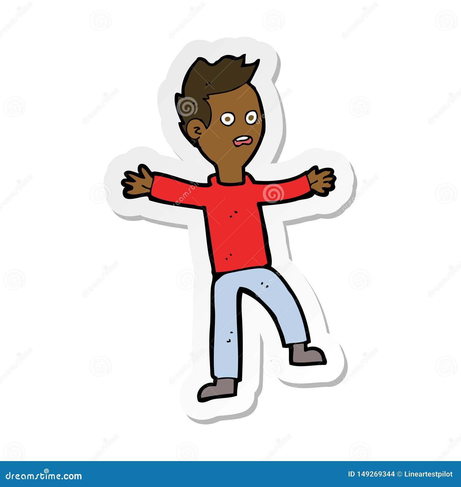 Sticker of a Cartoon Startled Boy Stock Vector - Illustration of doodle ...