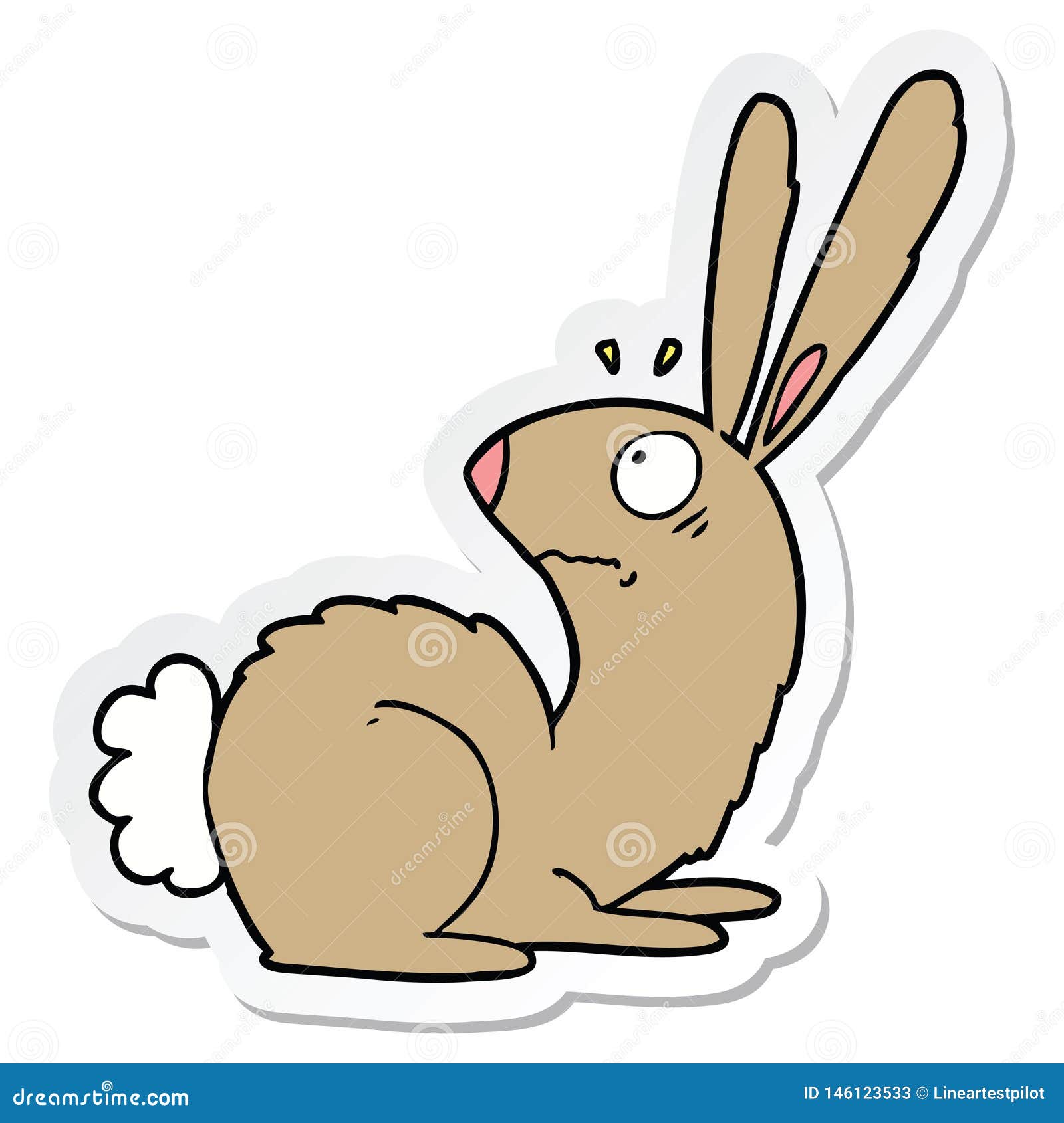 Sticker of a Cartoon Startled Bunny Rabbit Stock Vector - Illustration ...