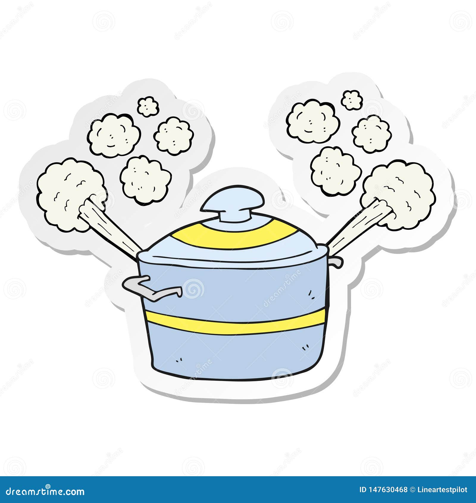 Sticker of a Cartoon Steaming Cooking Pot Stock Vector - Illustration ...
