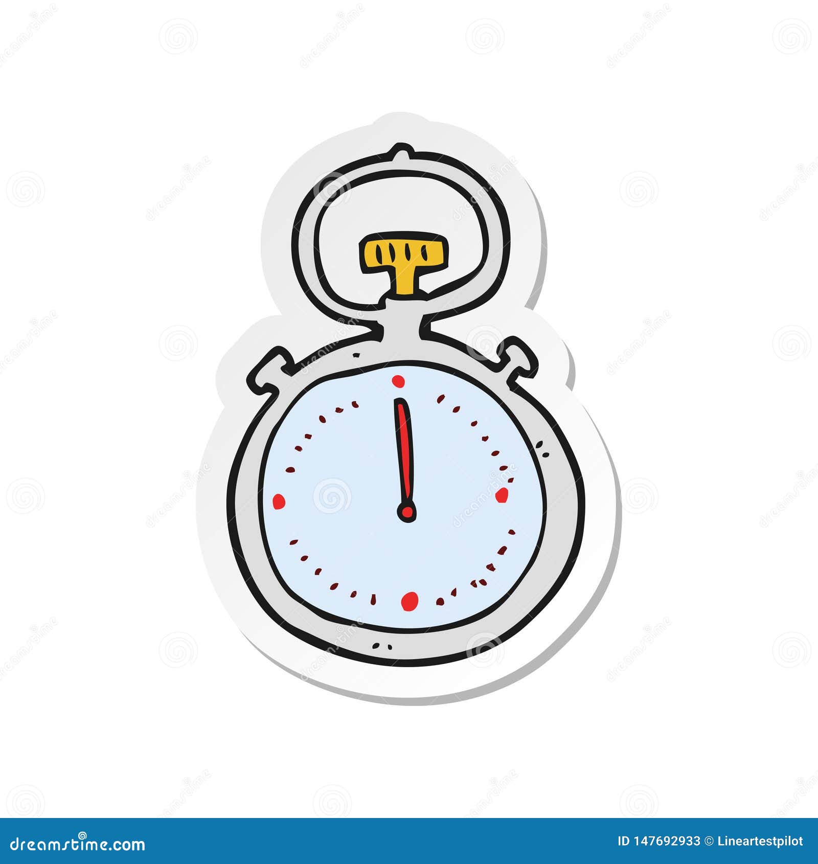 Sticker of a Cartoon Stop Watch Stock Vector - Illustration of funny ...