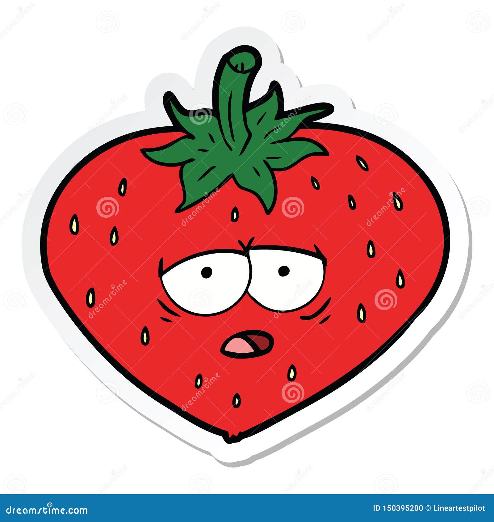 Sticker Of A Cartoon Strawberry Stock Vector Illustration Of Fruit
