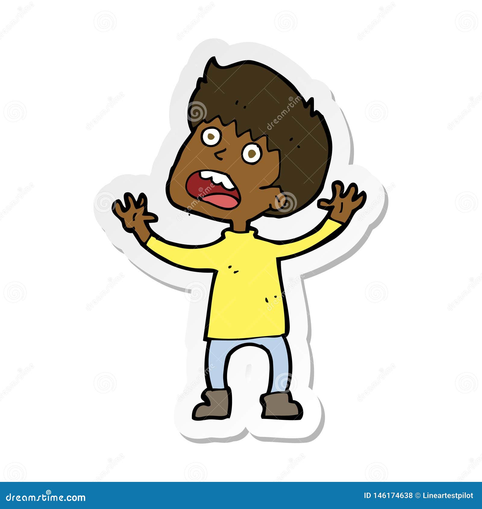 Sticker of a Cartoon Stressed Boy Stock Vector - Illustration of drawn ...