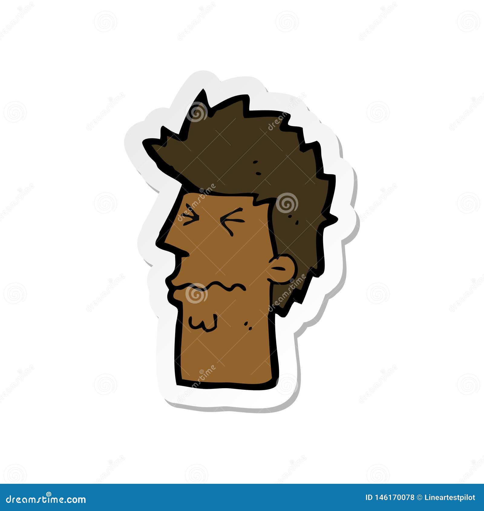 Sticker of a Cartoon Stressed Out Face Stock Vector - Illustration of ...