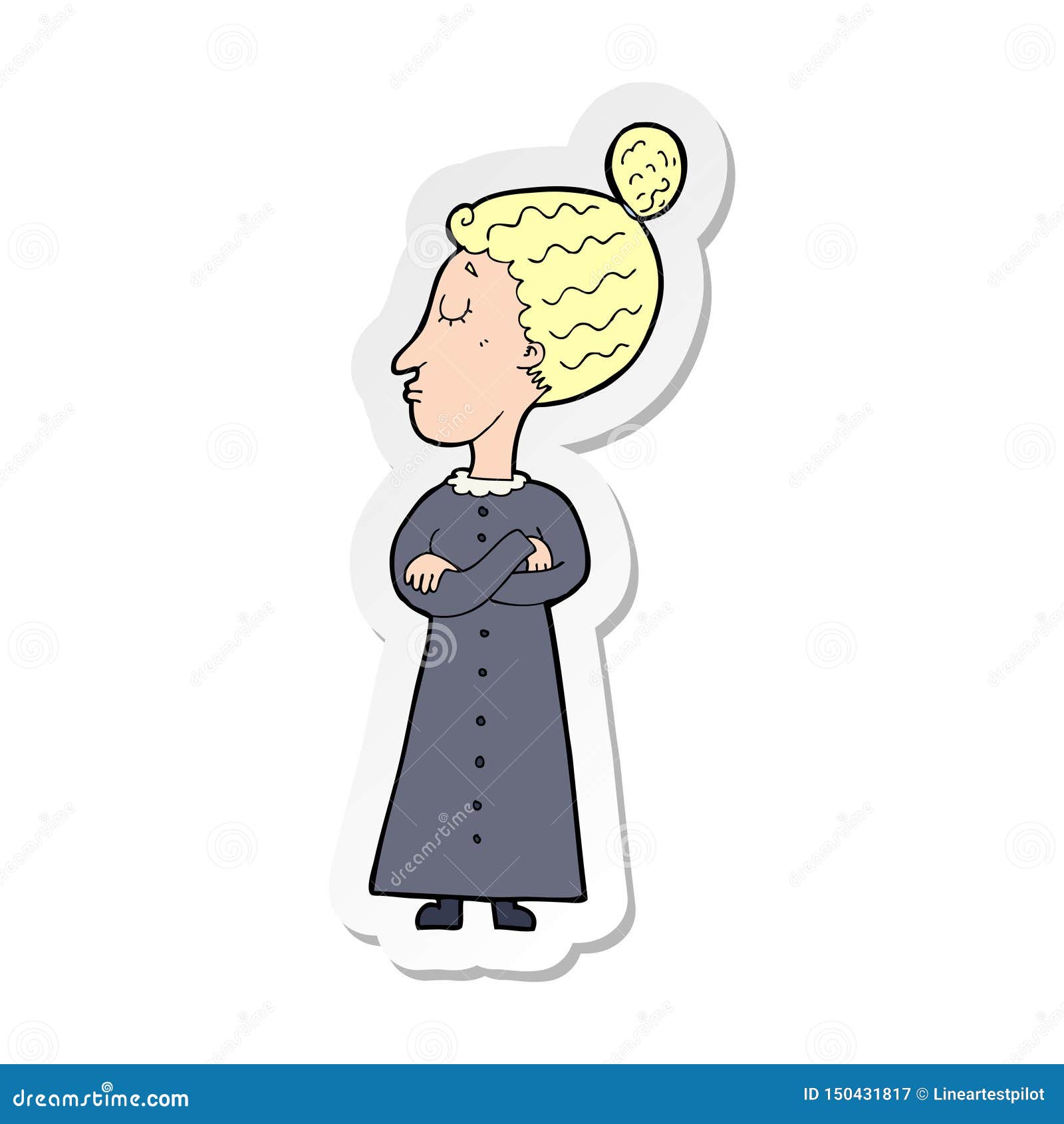 Sticker of a Cartoon Strict Victorian Teacher Stock Vector ...