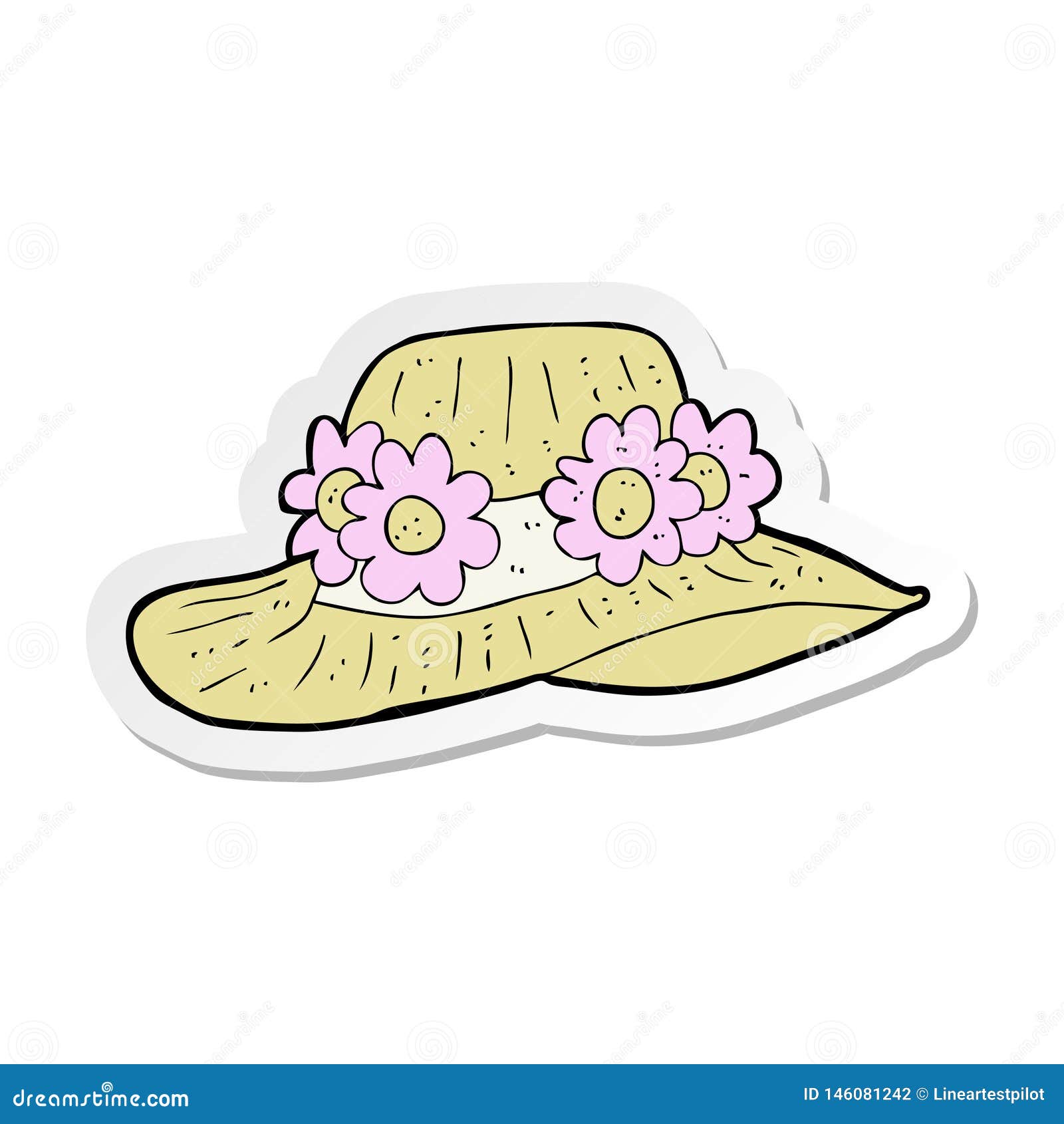 Sticker of a Cartoon Summer Hat Stock Vector - Illustration of cute ...