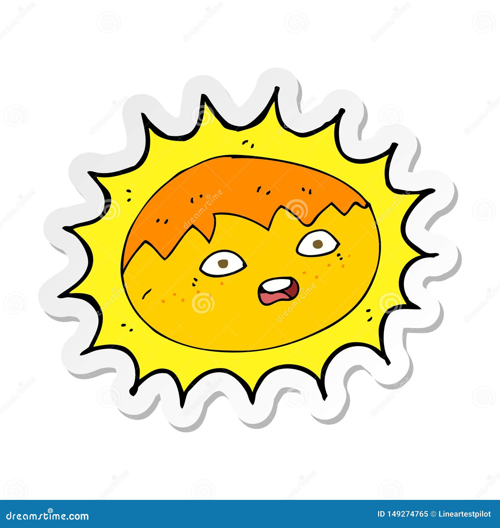 Sticker of a cartoon sun stock vector. Illustration of hand - 149274765