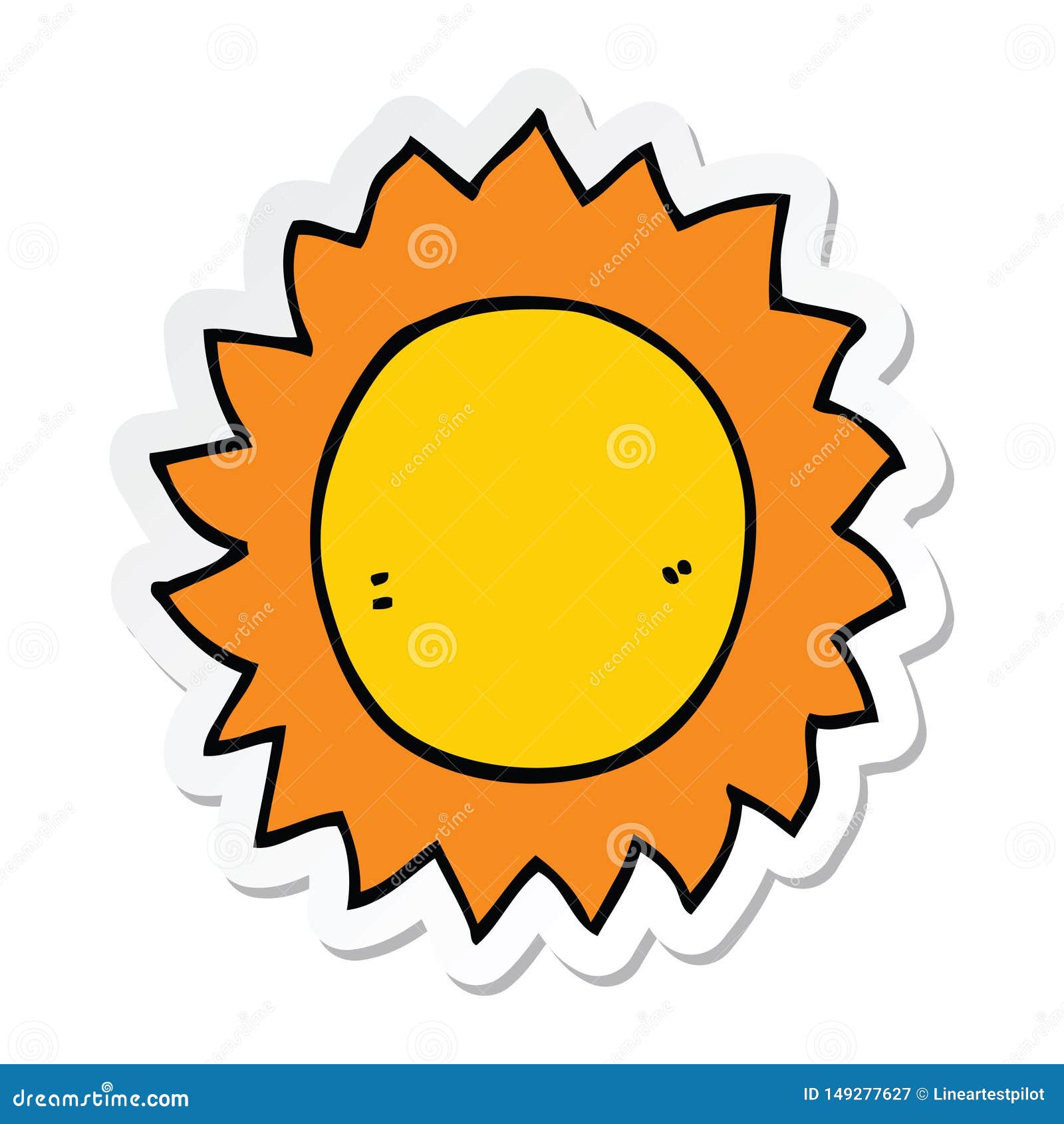 Sticker of a cartoon sun stock vector. Illustration of doodle - 149277627