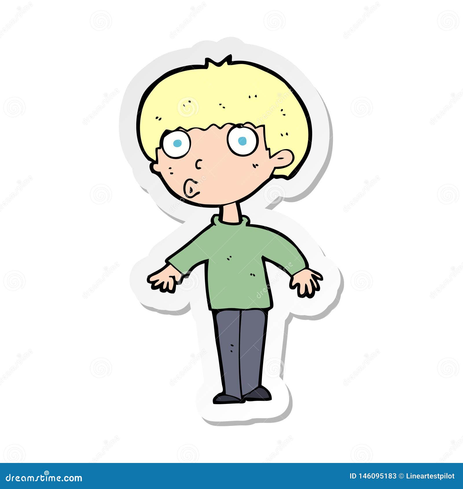 Sticker of a Cartoon Surprised Boy Stock Vector - Illustration of ...