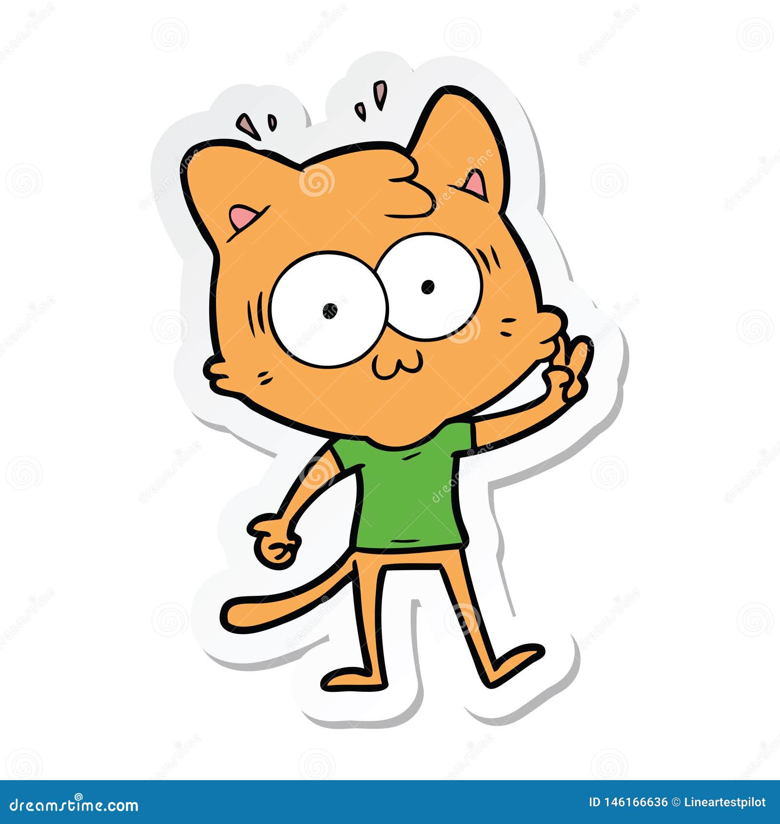 Sticker of a Cartoon Surprised Cat Stock Vector - Illustration of ...