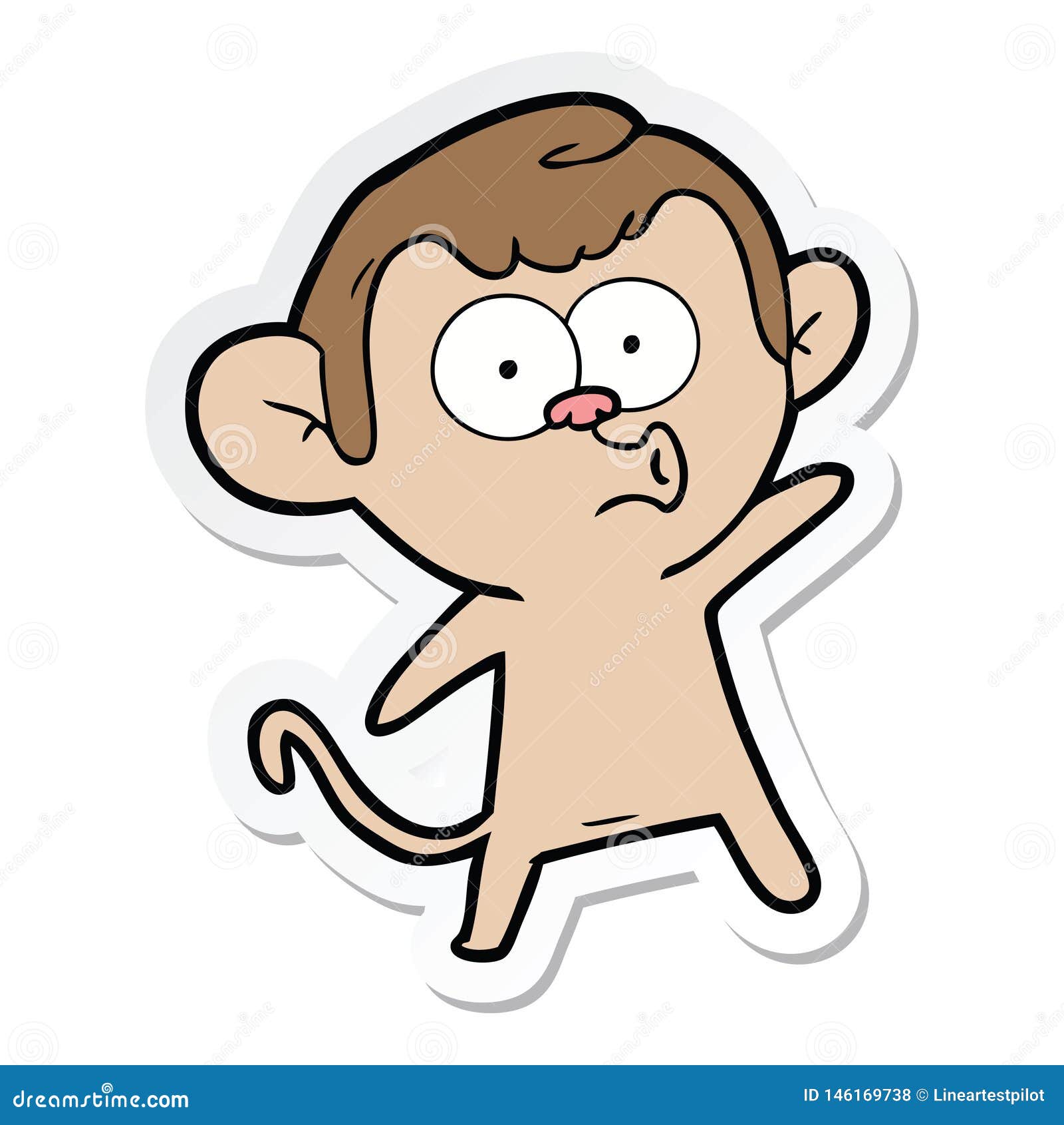 Sticker of a Cartoon Surprised Monkey Stock Vector - Illustration of ...